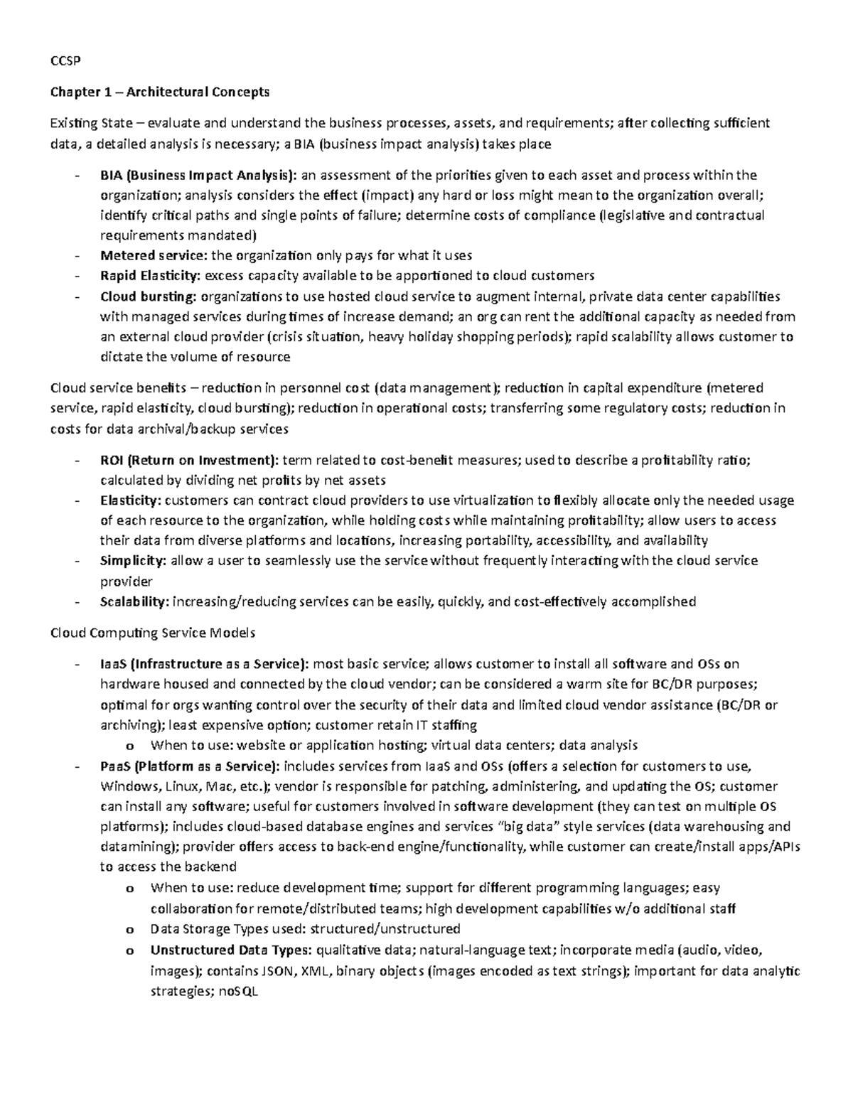 CCSP Notes - CCSP Chapter 1 – Architectural Concepts Existing State ...