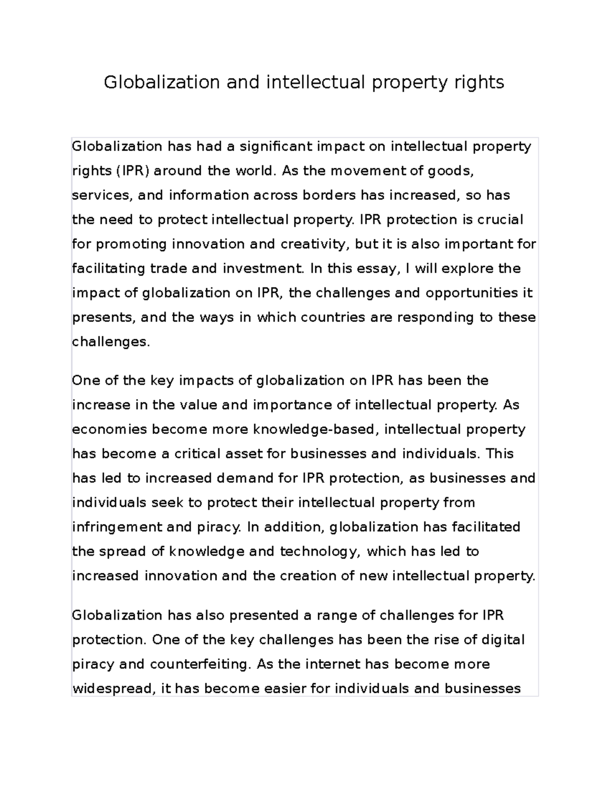 Globalization and intellectual property rights - Globalization and ...