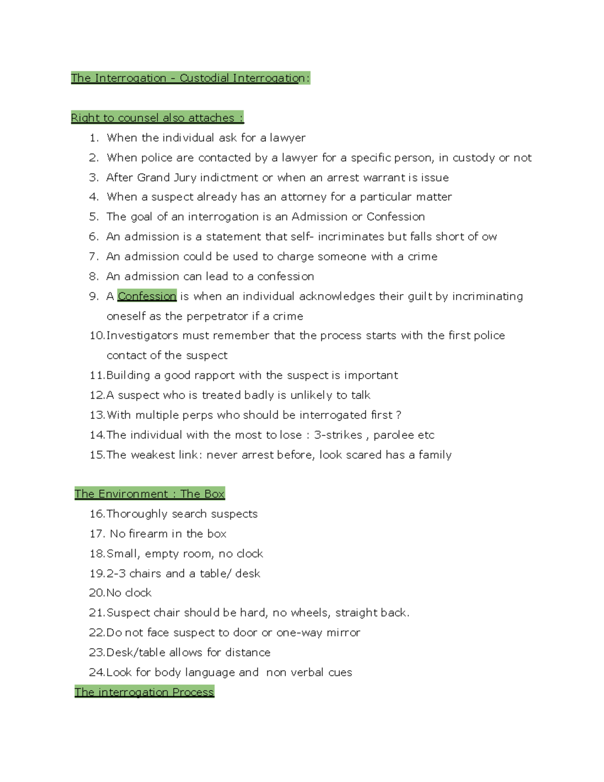 PSC notes - Professor Alfred - The Interrogation - Custodial ...