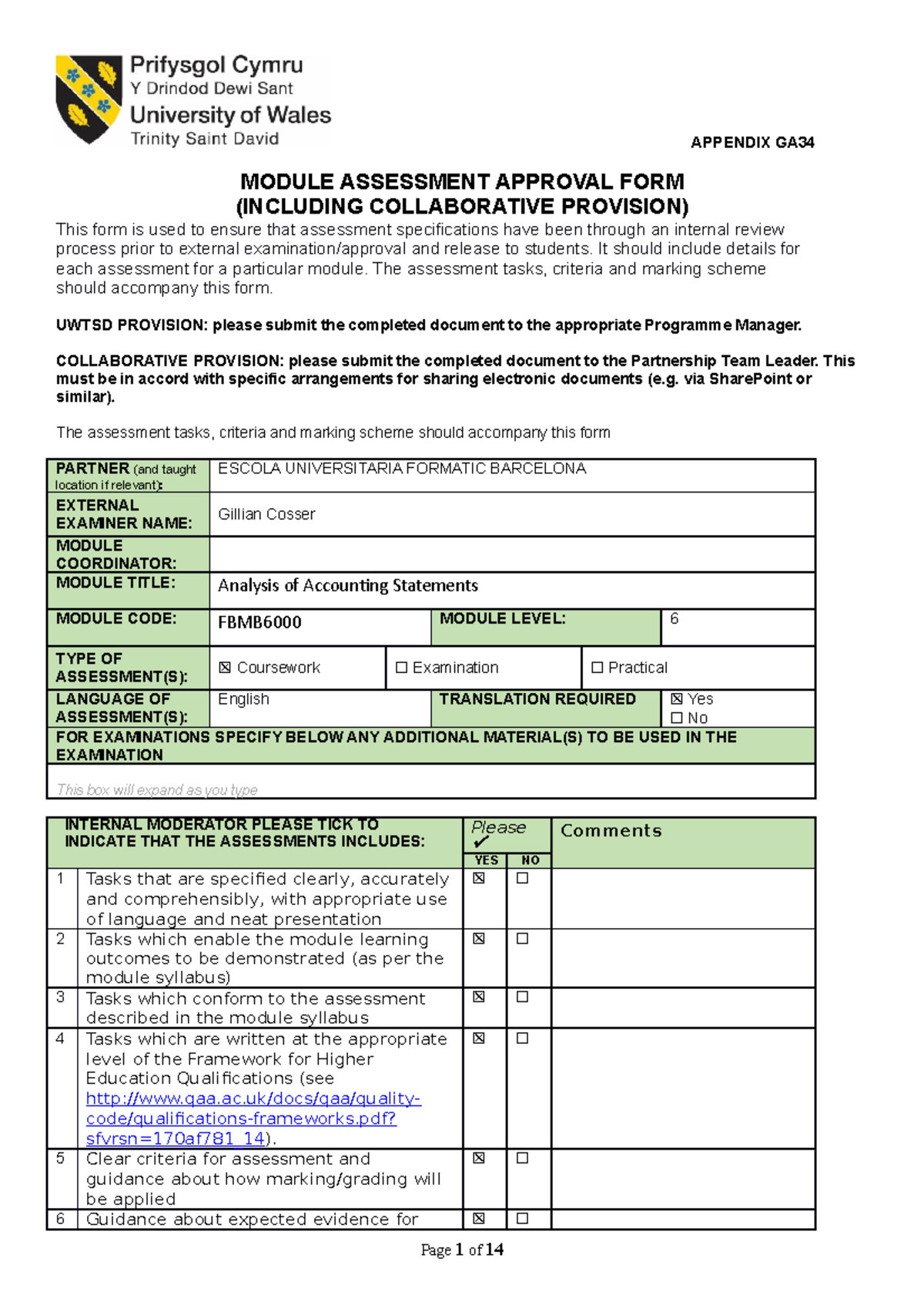 Portada Analysis of Accounting Statements - ####### APPENDIX GA MODULE ...