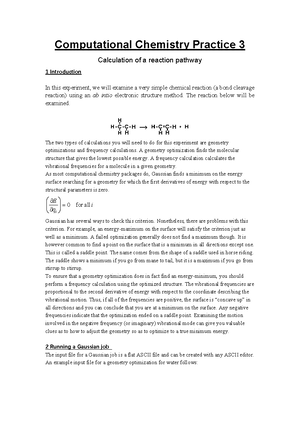 Gaussian Calculation Assignment 01 - Thermochemistry in Gaussian Joseph W. Ochterski, Ph. - Studocu