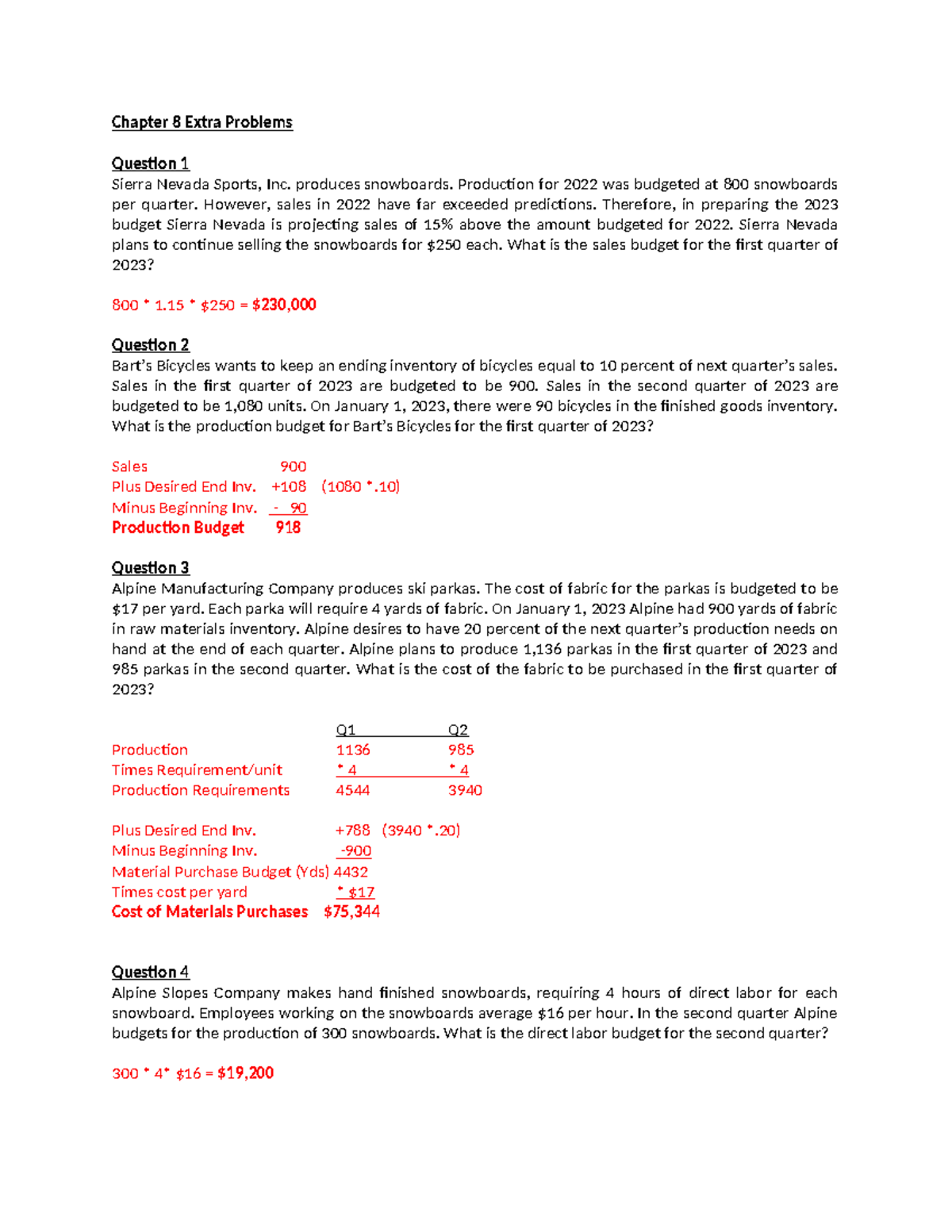 Ch 8 Extra Problems Solutions - Chapter 8 Extra Problems Question 1 ...