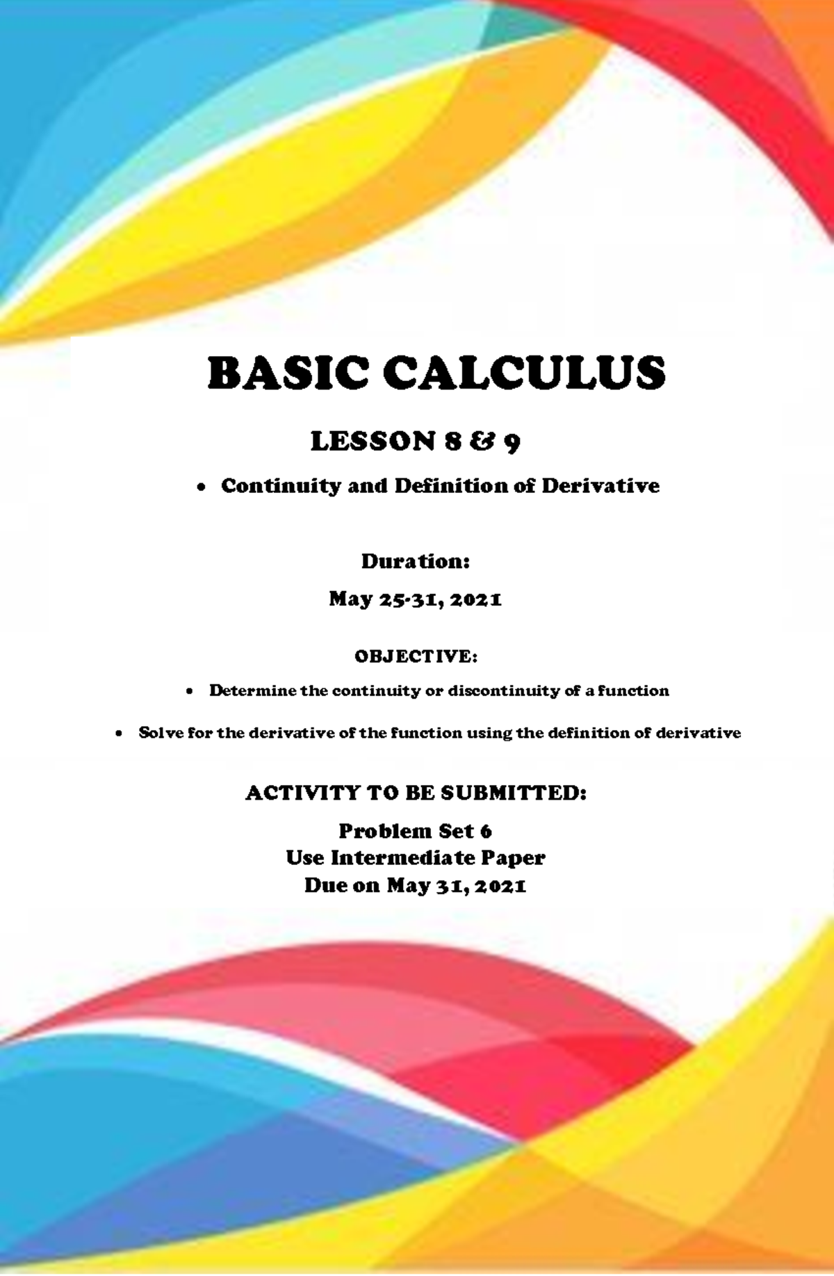 BAsic Cal Module 6 - BASIC CALCULUS LESSON 8 & 9 Continuity and ...