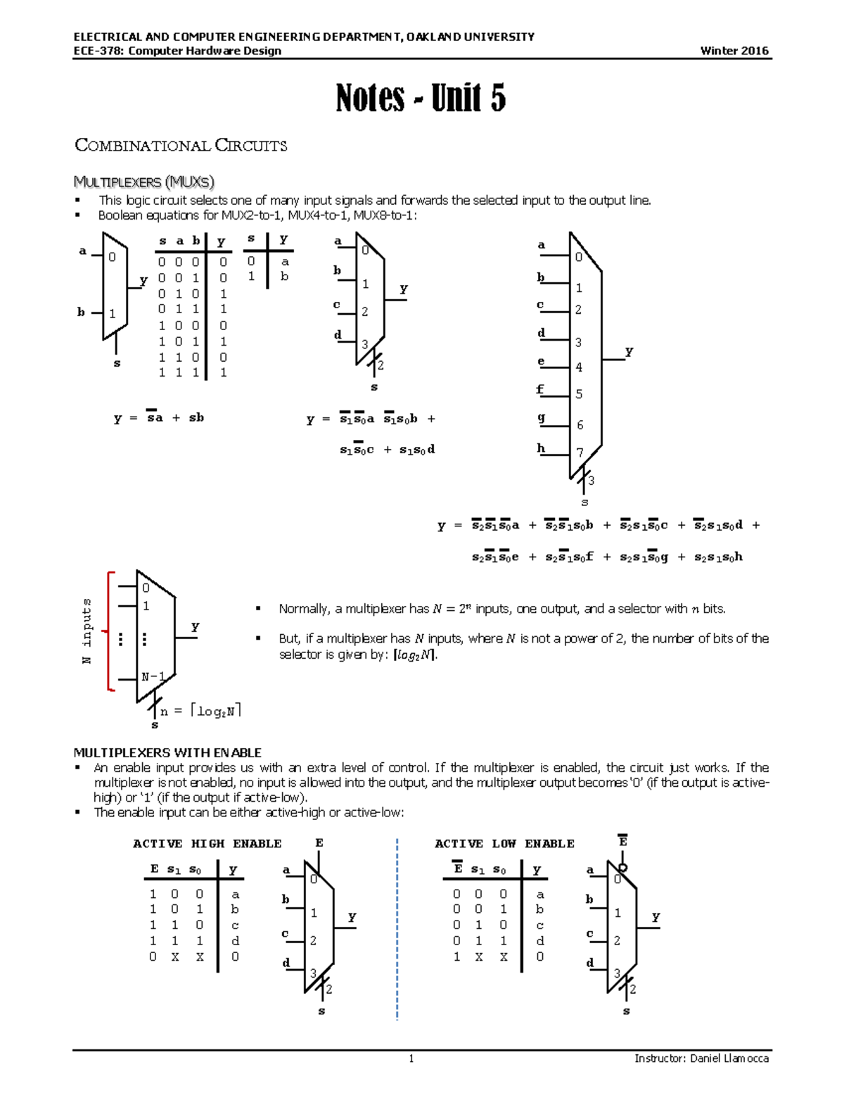 Notes - Unit 5 - ECE-378: Computer Hardware Design Winter 2016 Notes ...