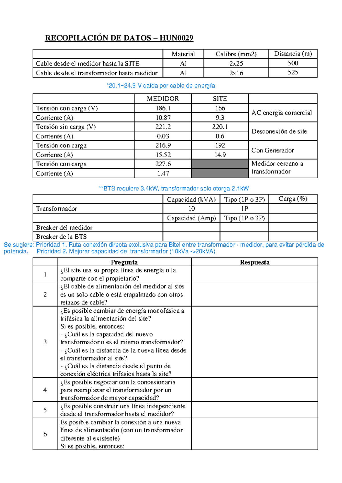 Checklist LOW Voltage HUN0029 - RECOPILACIÓN DE DATOS – HUN Material ...