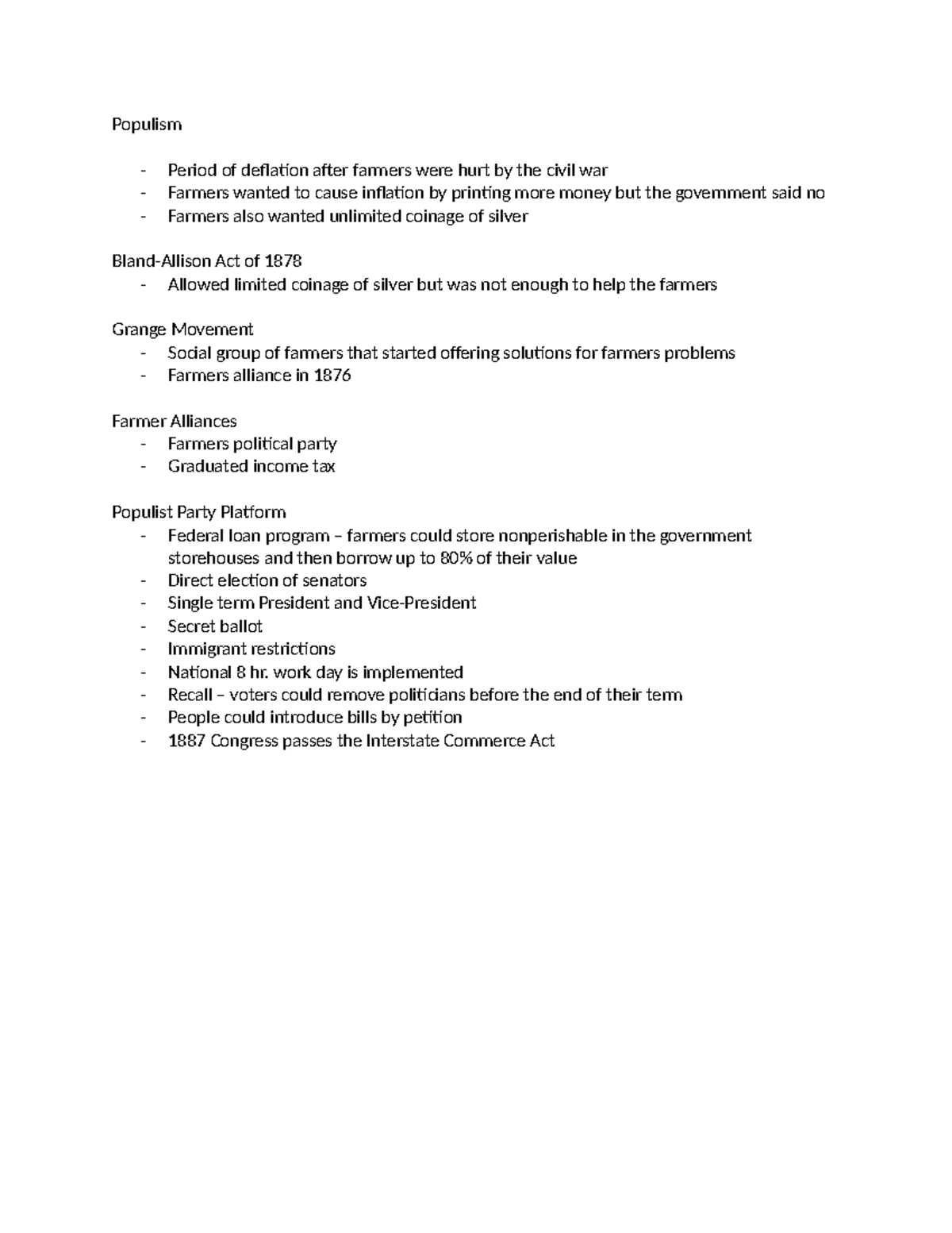 Populism - Populism - Period of deflation after farmers were hurt by ...