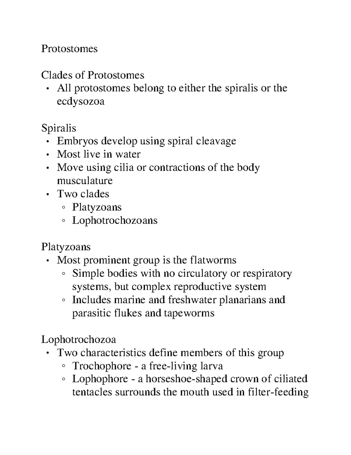 Bio 107 chapter 34 Protostomes - Protostomes Clades of Protostomes All ...