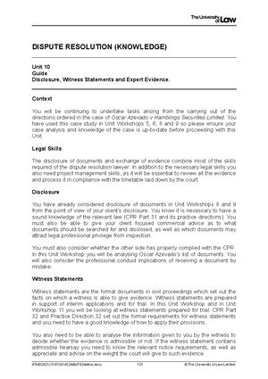 2223 dis ws03 ce01 guide - DISPUTE RESOLUTION (KNOWLEDGE) Unit 3 Guide ...