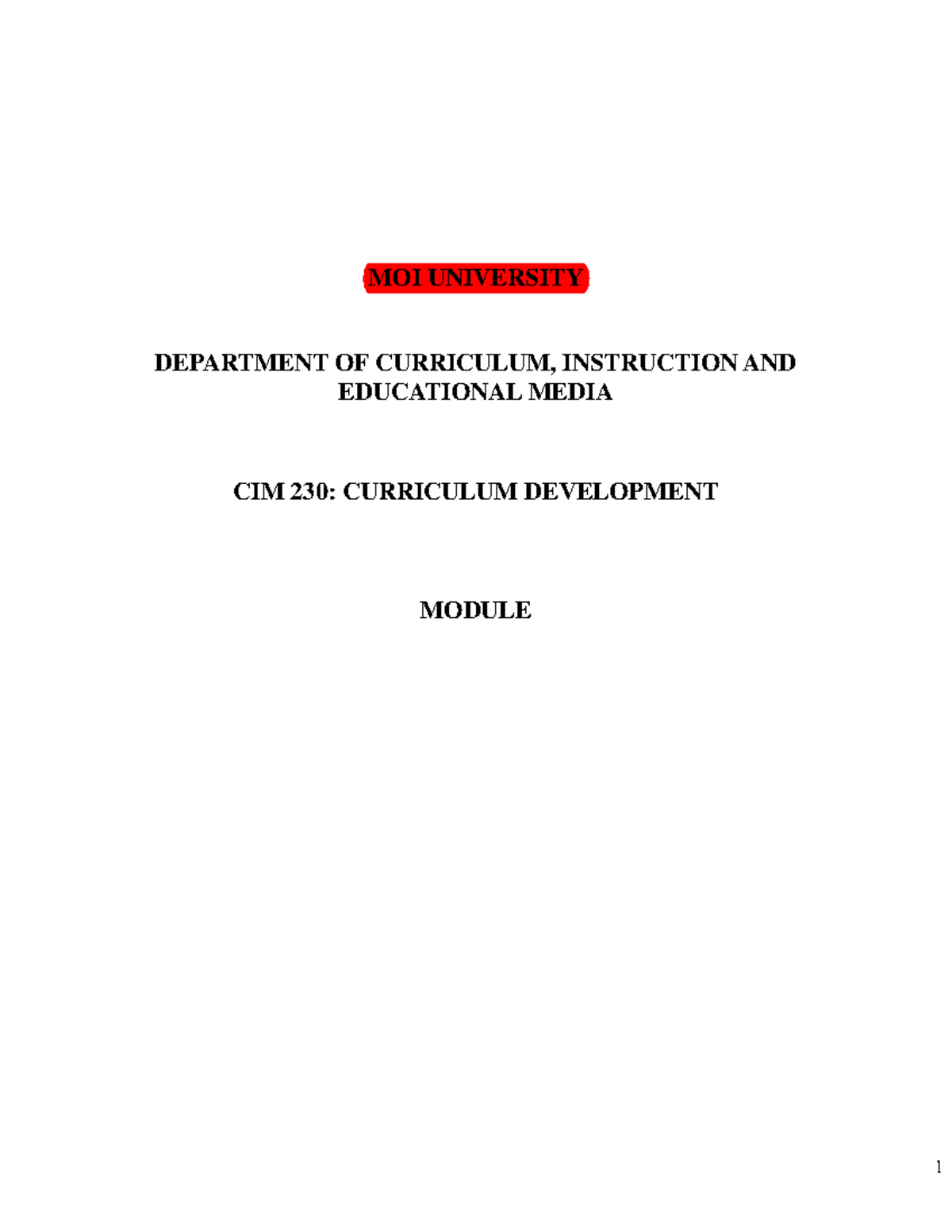 CIM 230 ^2.2~CRR Development Updated {MOI UNI - MOI UNIVERSITY DEPARTMENT OF CURRICULUM ...