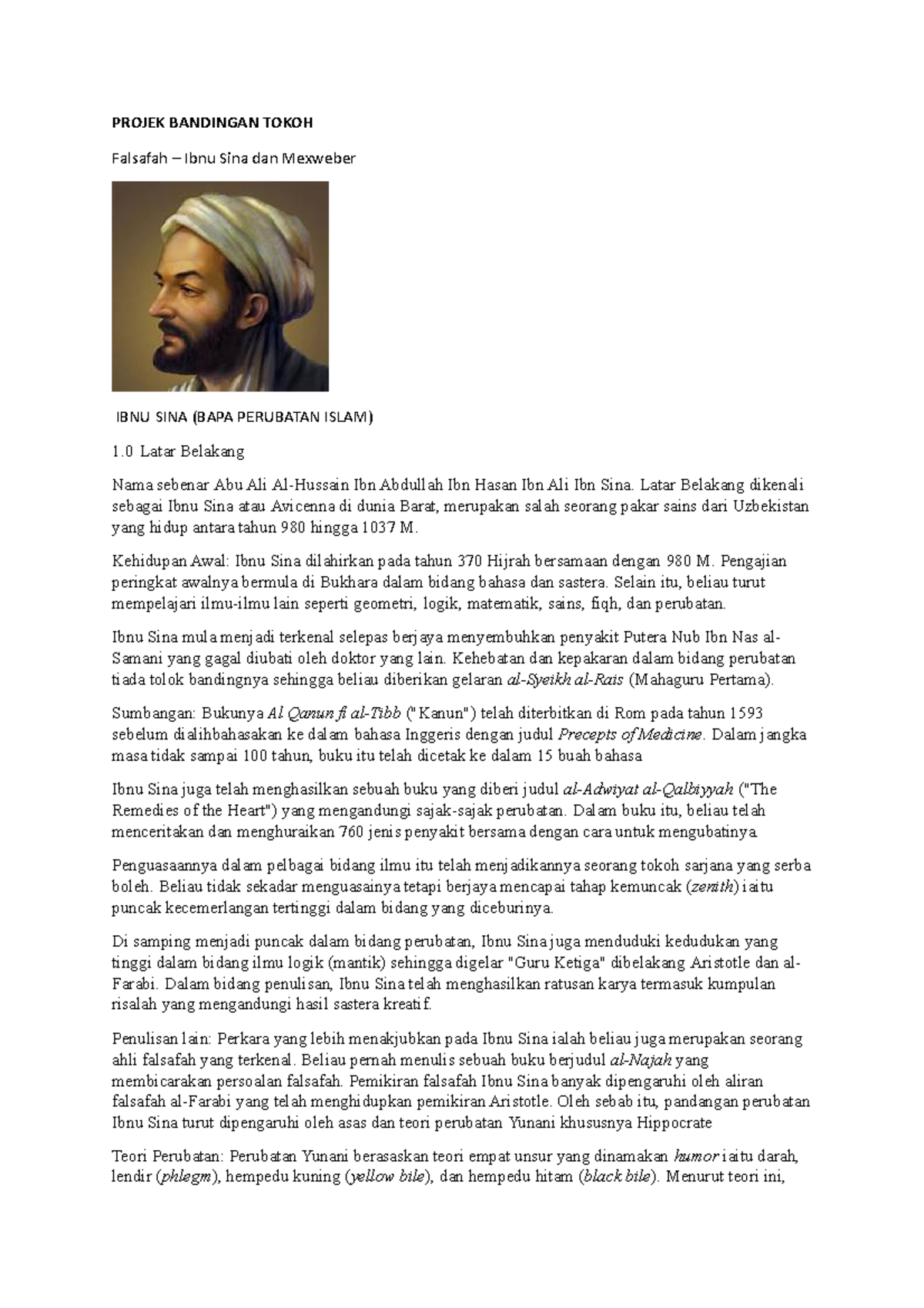 Projek Bandingan Tokoh - PROJEK BANDINGAN TOKOH Falsafah – Ibnu Sina ...