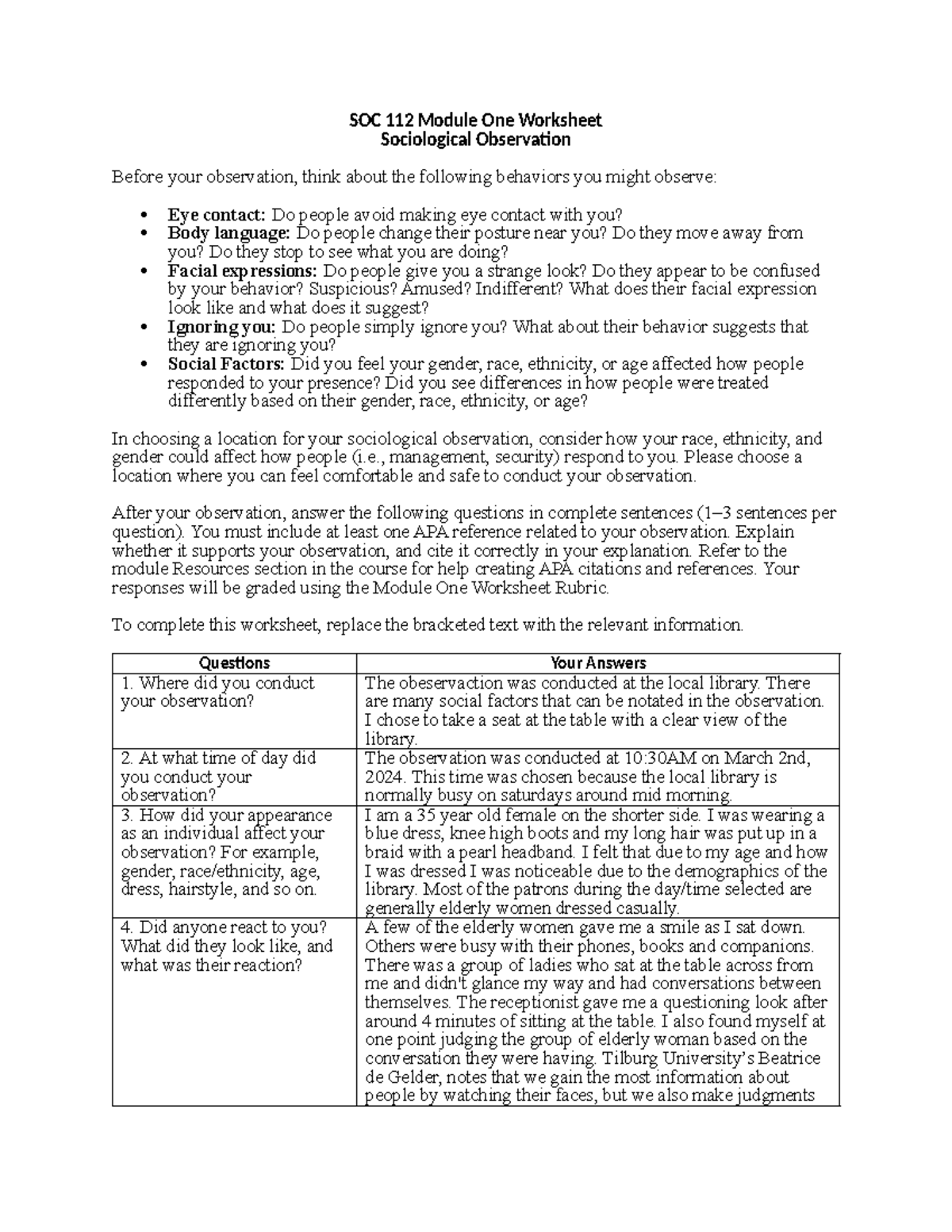 SOC 112 Module One Worksheet - SOC 112 Module One Worksheet ...