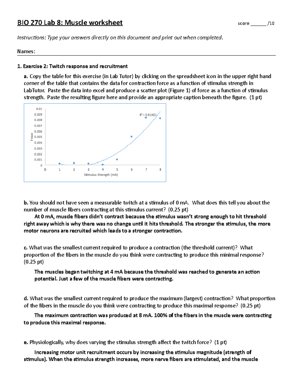 Lab 8 Muscle worksheet - BIO 270 Lab 8: Muscle worksheet score ...
