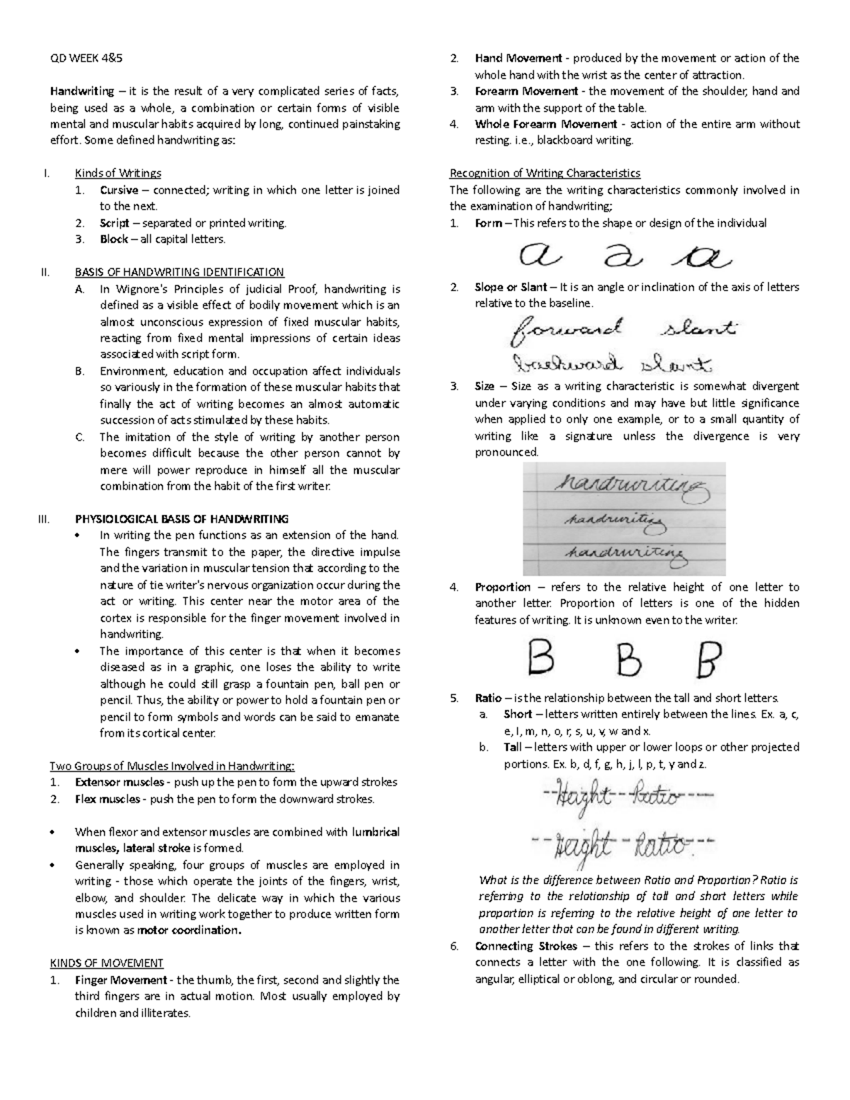 QD WEEK 4 - QD WEEK 4 - QD WEEK 4& Handwriting – it is the result of a ...