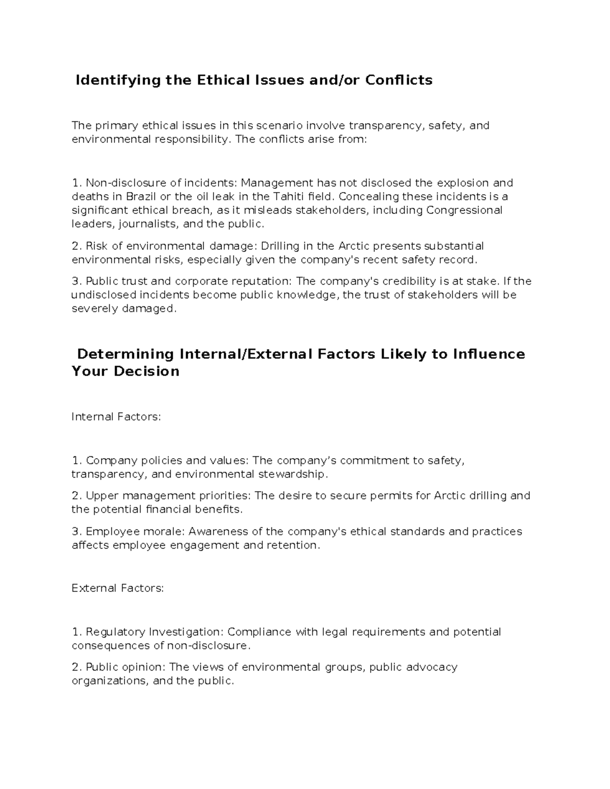 Study Case - Grupal - Identifying the Ethical Issues and/or Conflicts ...