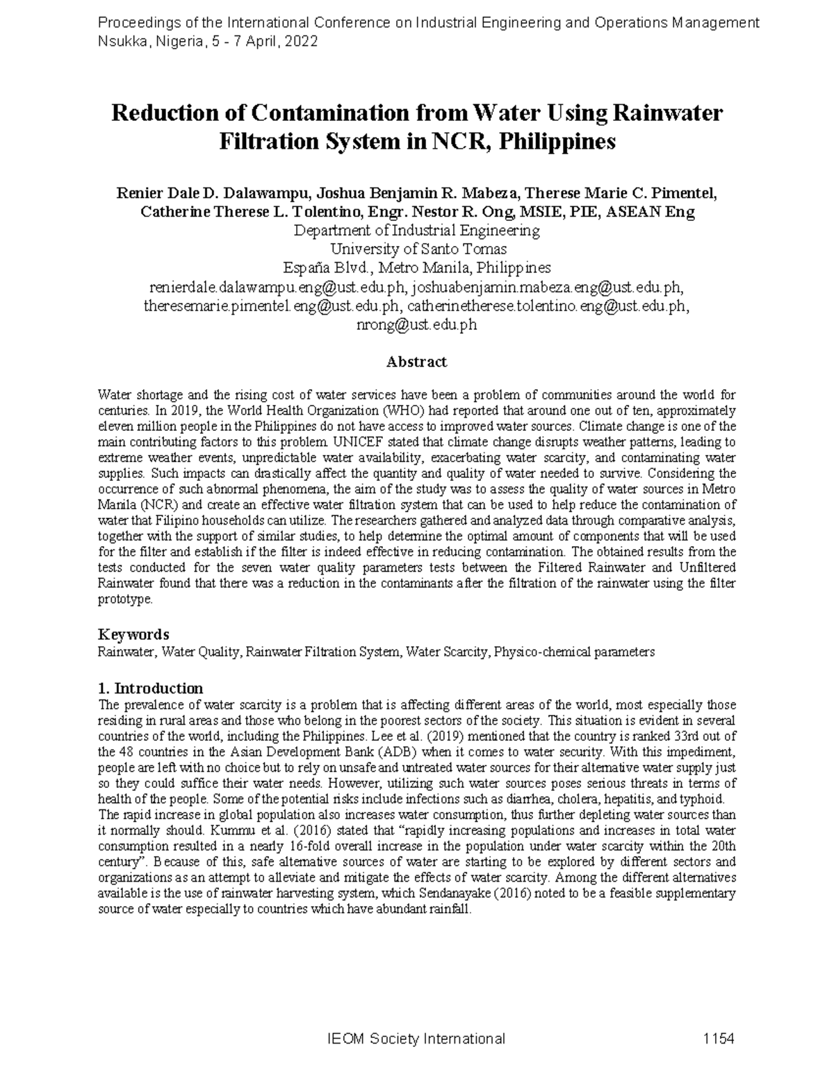 204 - good - Reduction of Contamination from Water Using Rainwater ...