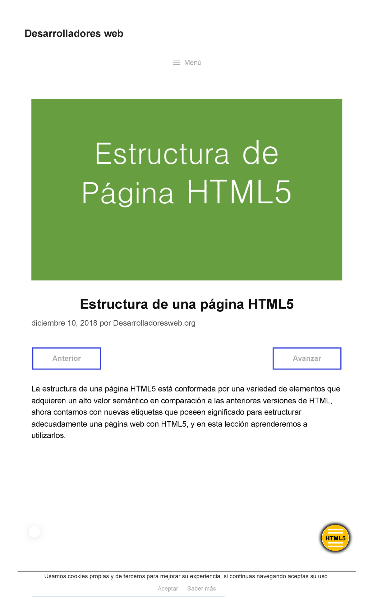 Estructura de una página HTML5 - Desarrolladores web - Estructura de ...