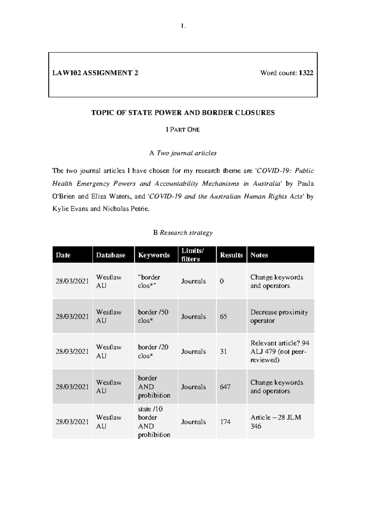 LAW102 Assignment 02-Essay Preparation - LAW102 ASSIGNMENT 2 Word count: 1322 TOPIC OF STATE ...