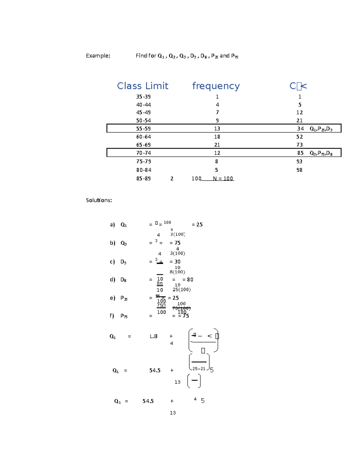 Statistics. Module 3 - 8 𝐀 Activity 3. Find for Q 1 , Q 3 , D 8 , P 25 ...