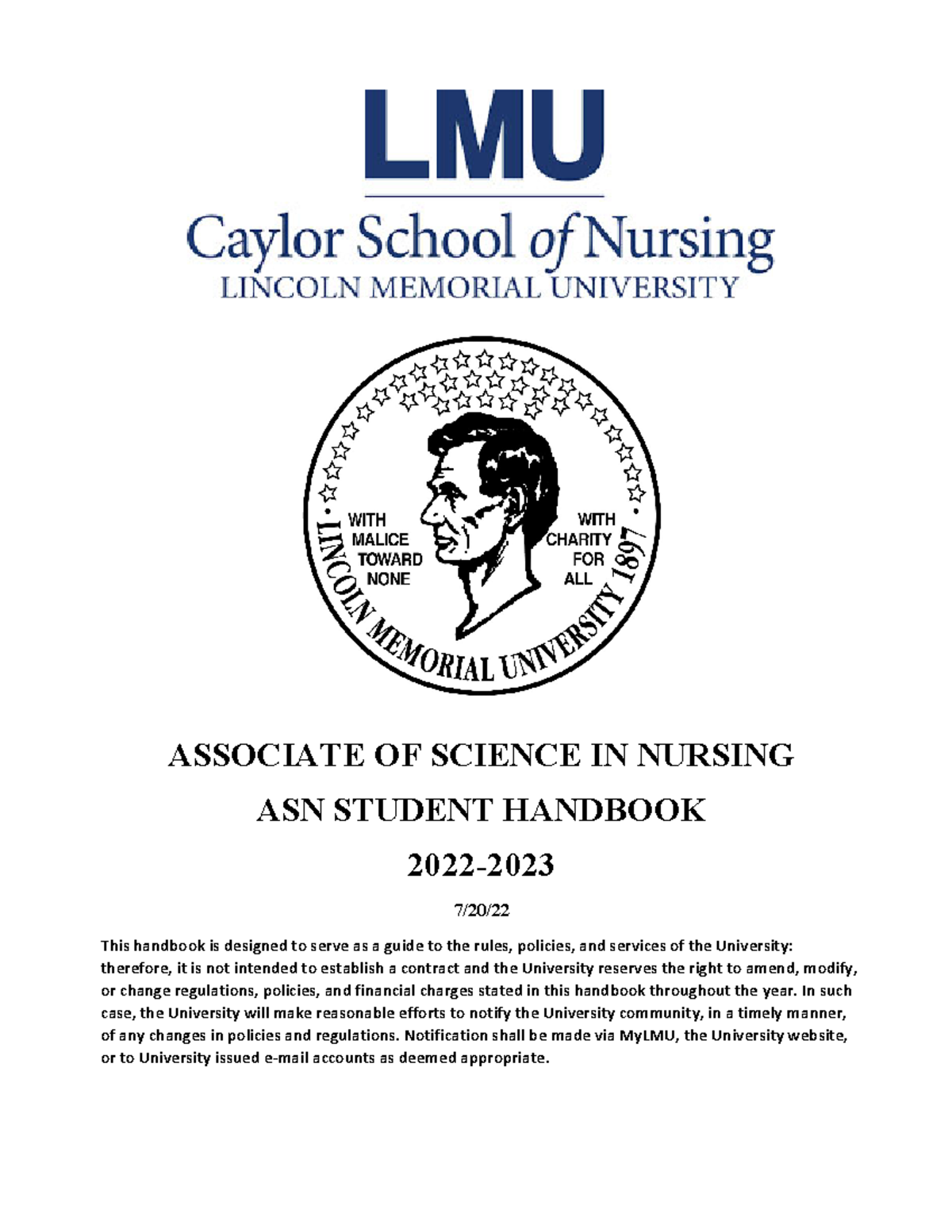 ASN Handbook 2022-2023 - ASSOCIATE OF SCIENCE IN NURSING ASN STUDENT ...