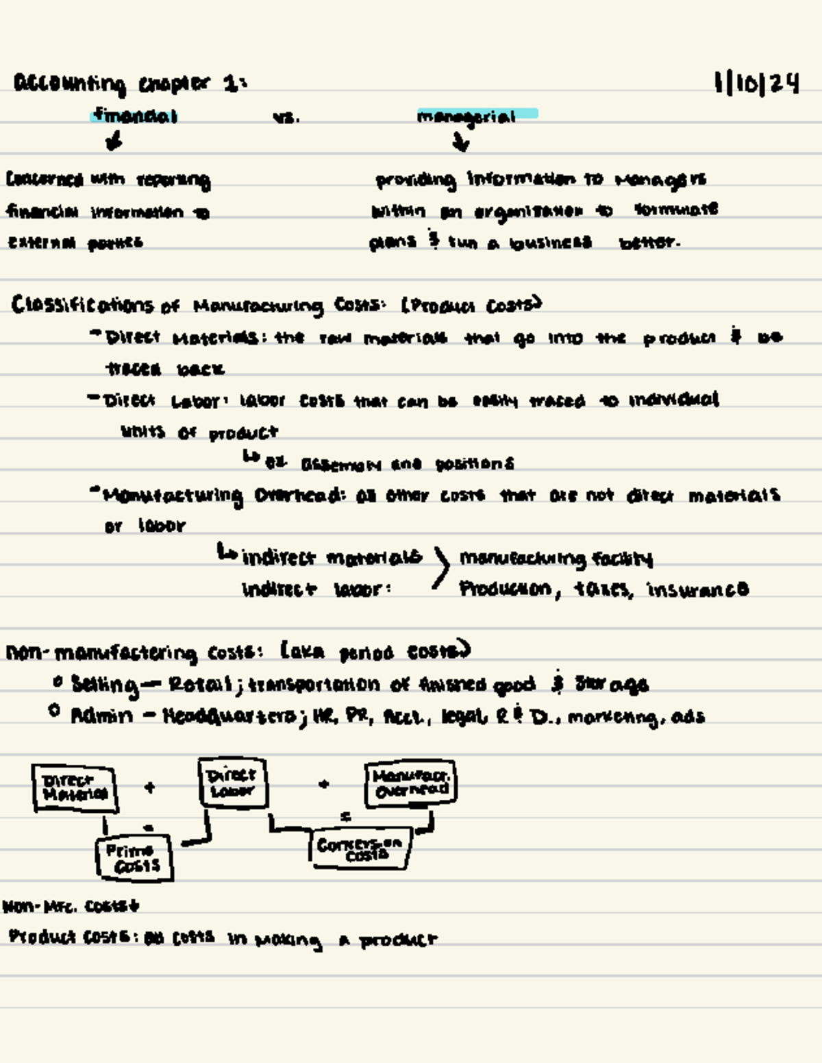 Accounting Lecture Notes Accounting Chapter 1 1110124 Financial Vs Managerial ↓ ↓