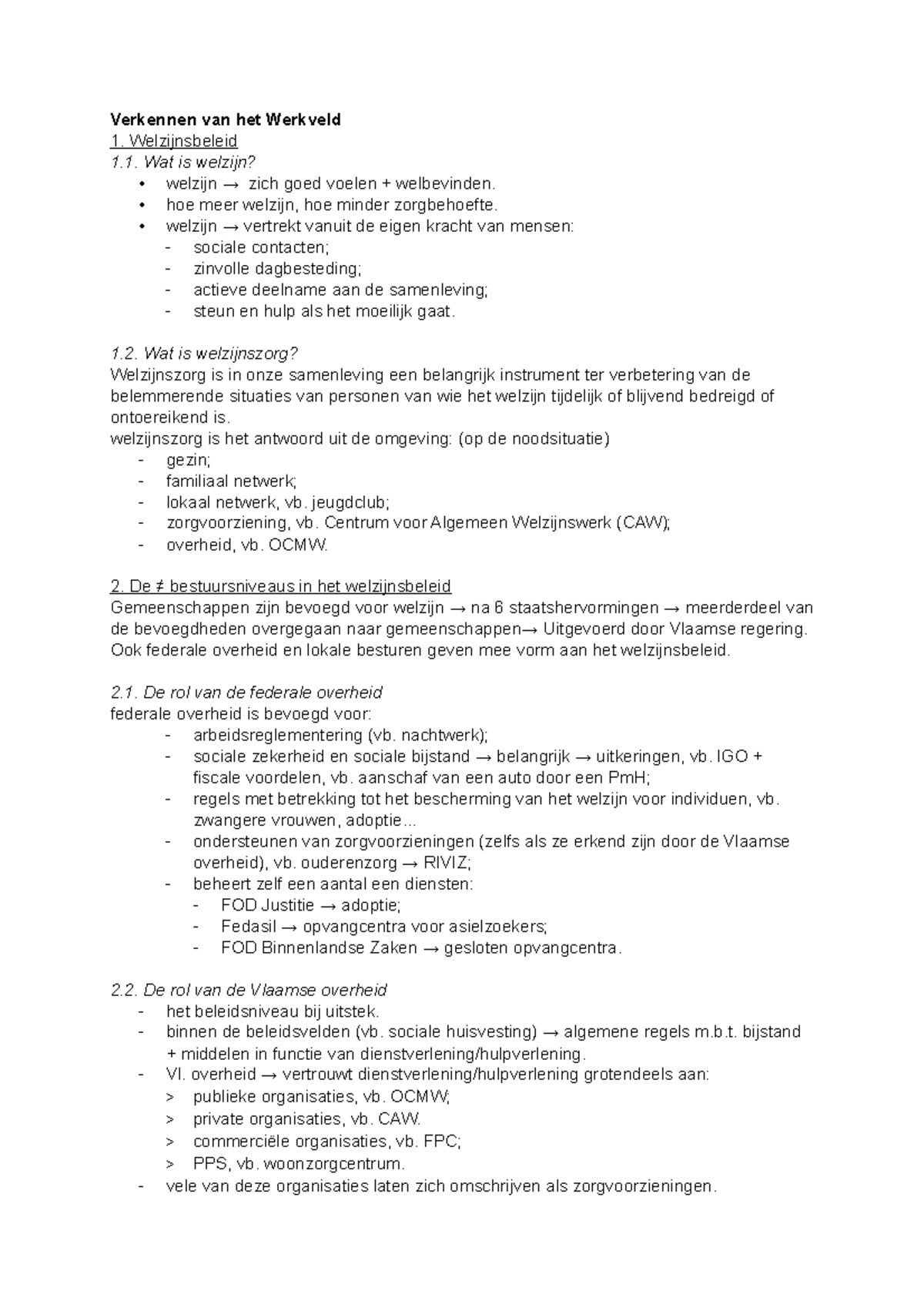 Verkennen van het Werkveld samenvatting - Verkennen van het Werkveld ...