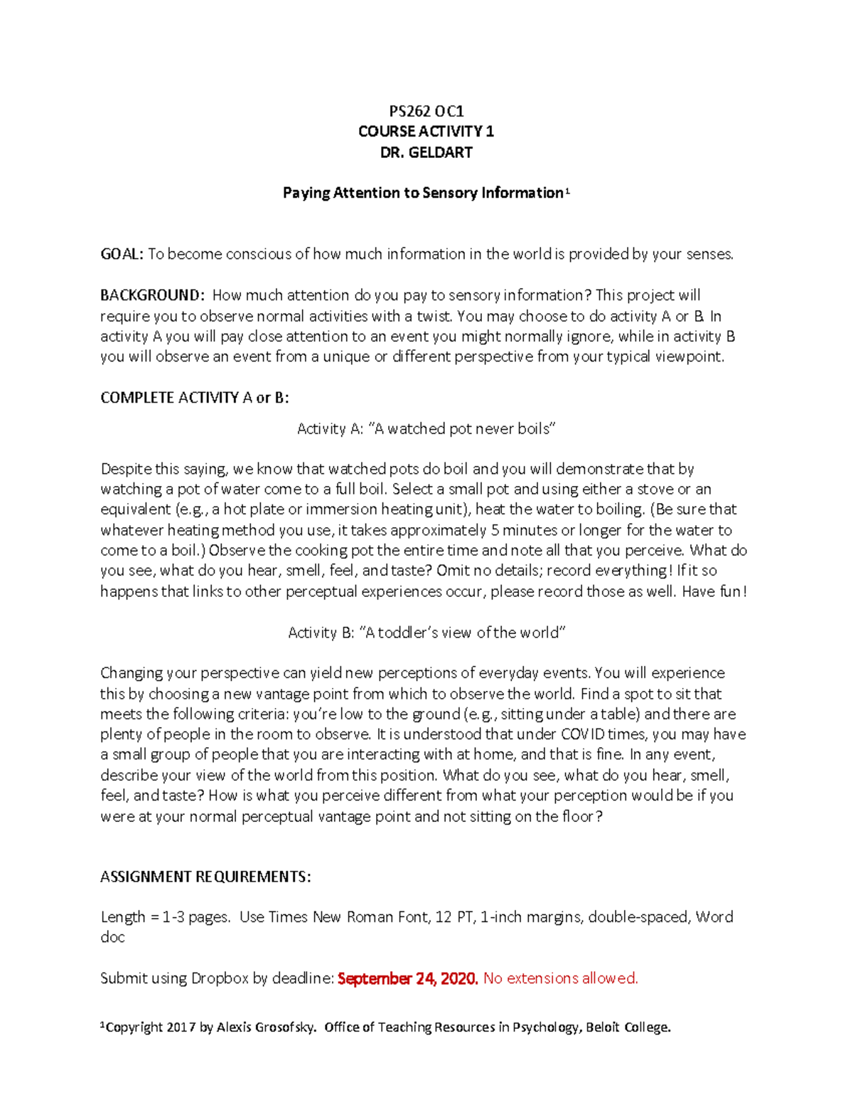 PS262 Course Activity 1 - 1 Copyright 2017 by Alexis Grosofsky. Office ...