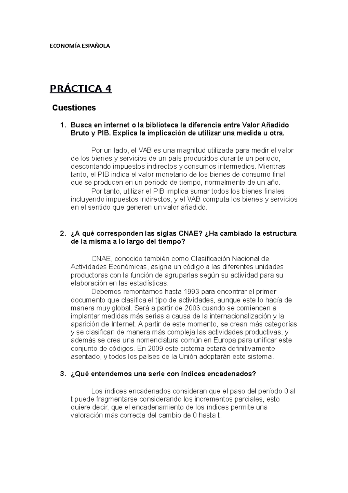 Práctica 4 - Práctica PIB, VAB - ECONOMÍA ESPAÑOLA PRÁCTICA 4 ...