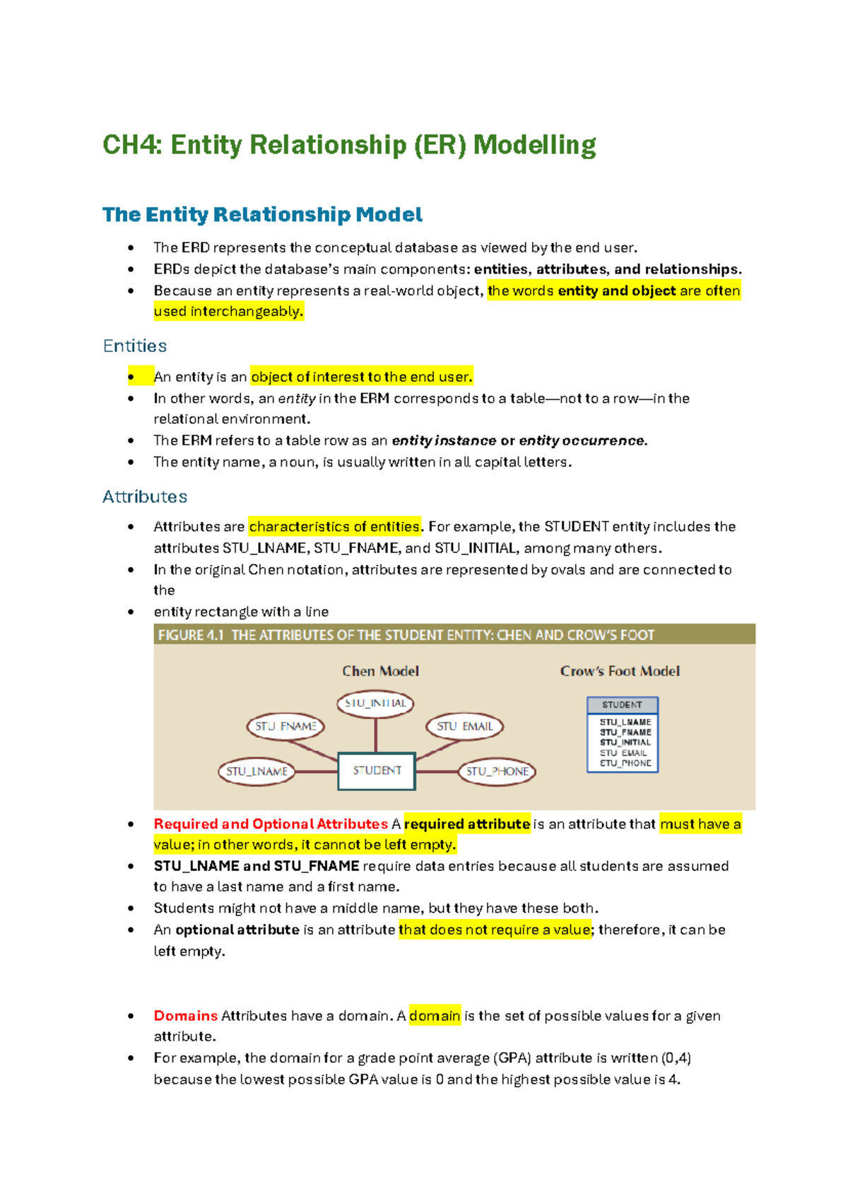 Entity Relational Model - CH4: Entity Relationship (ER) Modelling The Entity Relationship Model ...