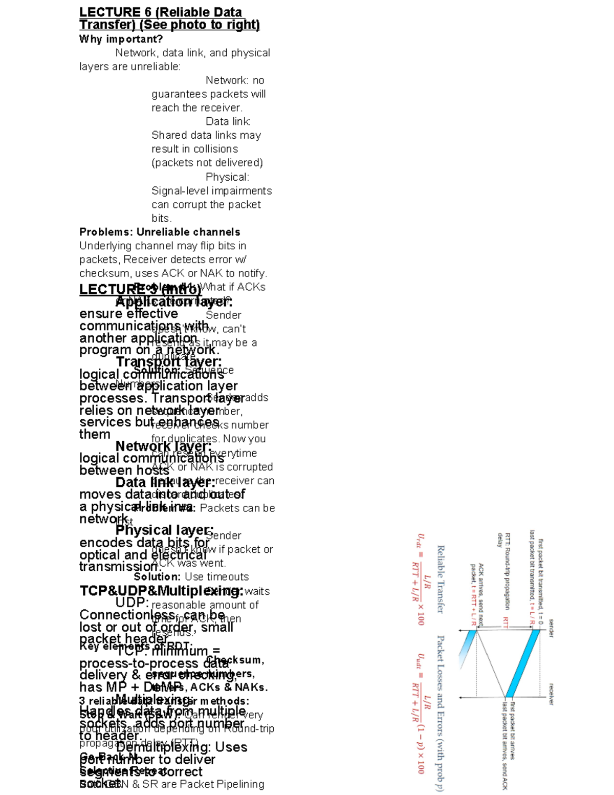 Cheat Sheet - no info - LECTURE 5 (Intro) Application layer: ensure ...