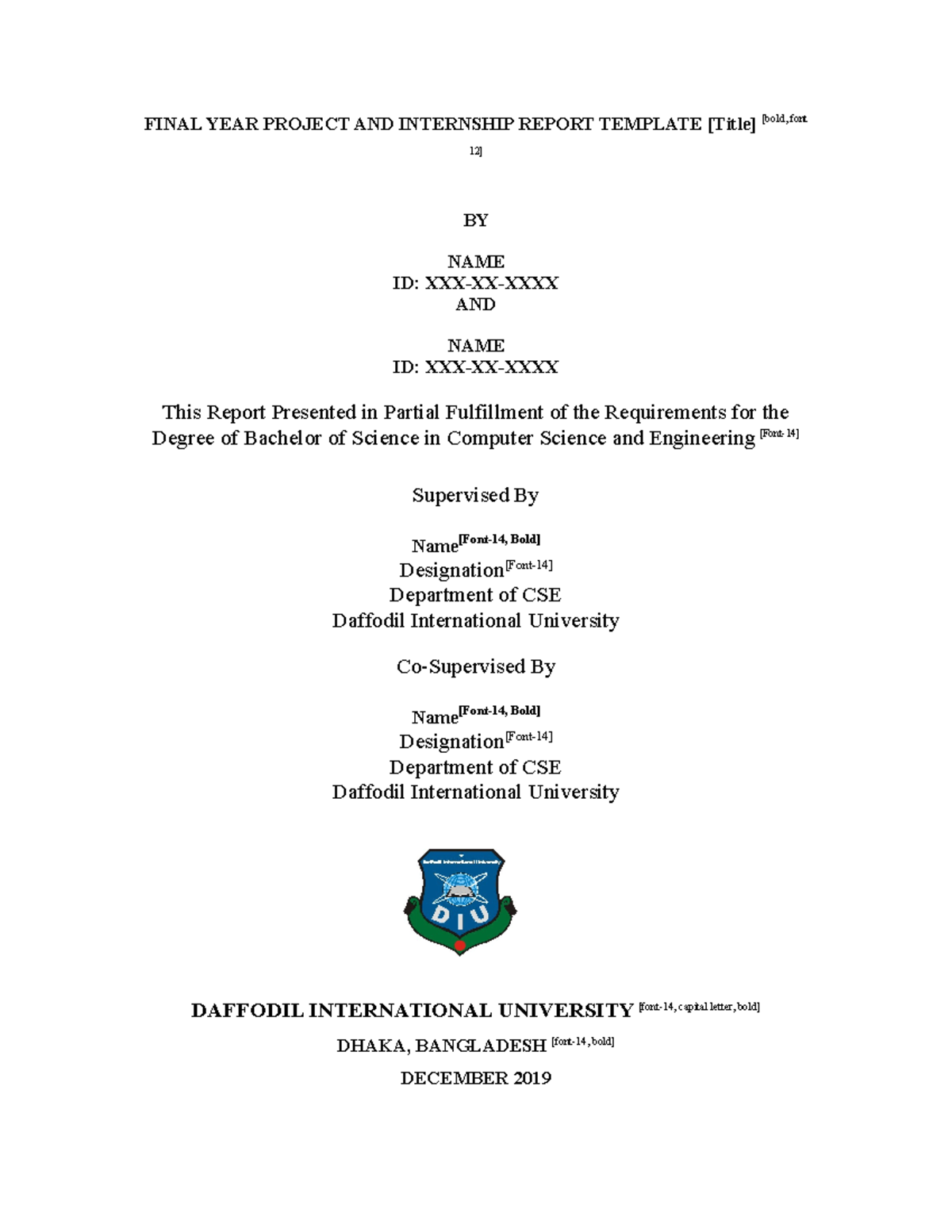 Report Format BSc CSEUpdated September 2019 - Copy - FINAL YEAR PROJECT ...