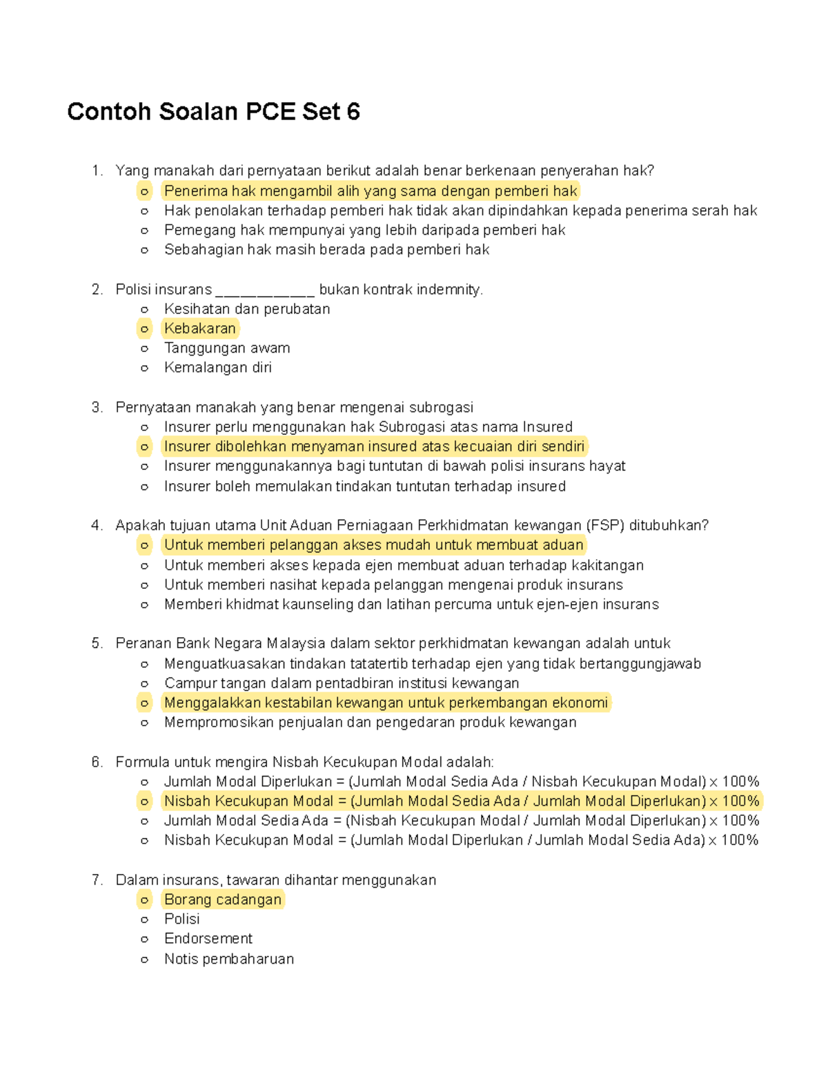 Contoh Soalan PCE Set 6 (40 Soalan) - Contoh Soalan PCE Set 6 Yang manakah dari pernyataan ...