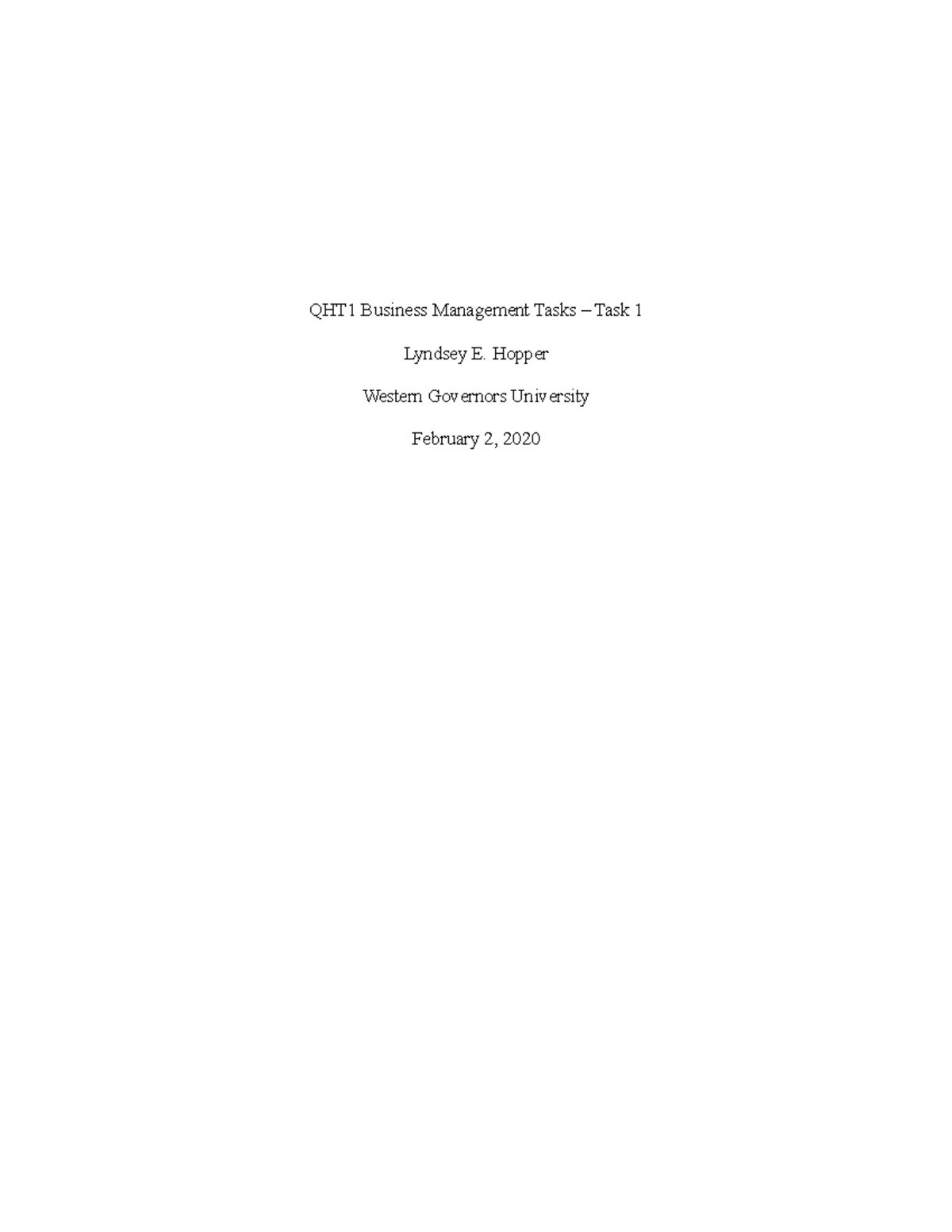 Task 1 business - QHT1 Business Management Tasks – Task 1 Lyndsey E ...