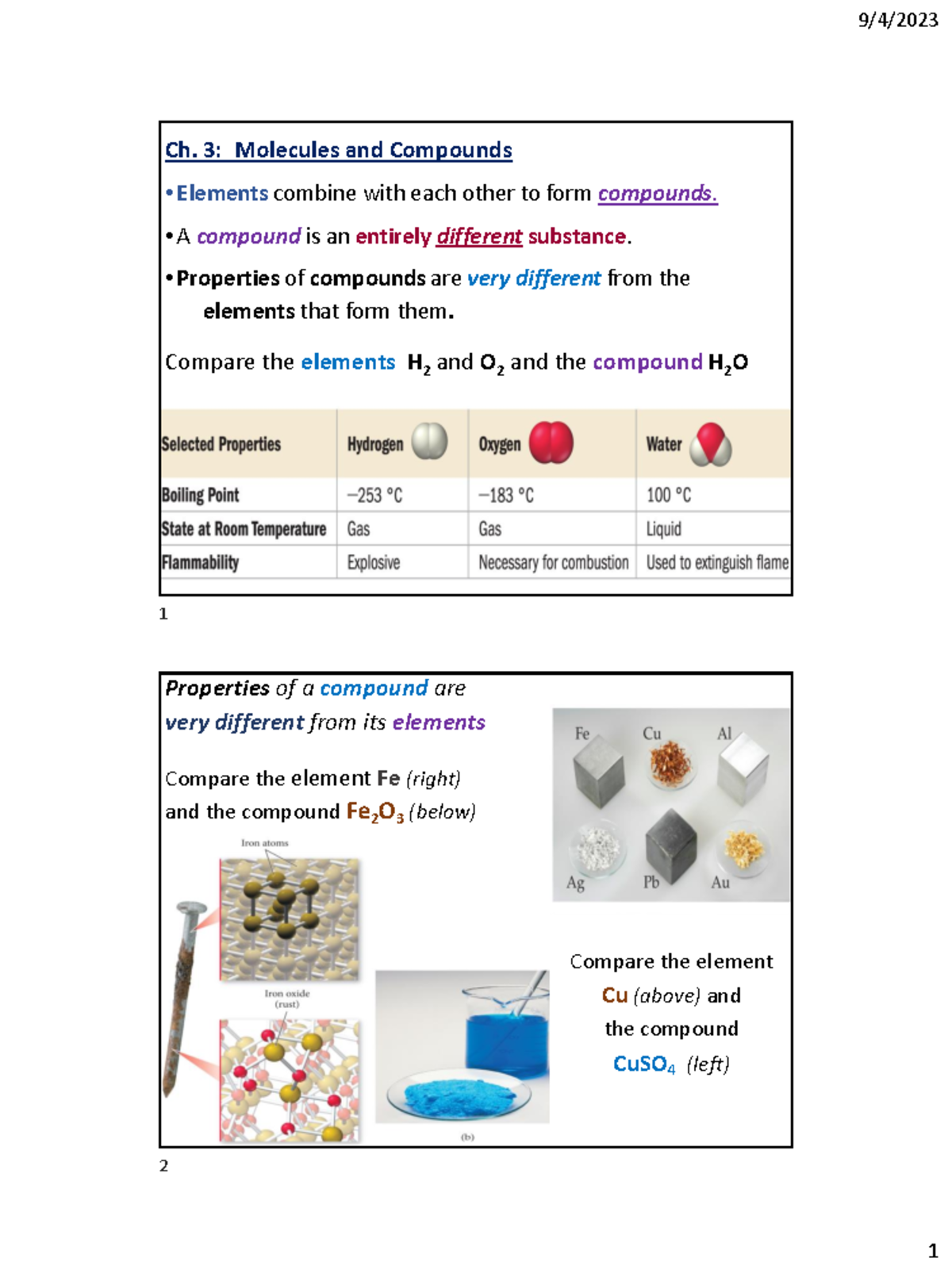 C3LS - ......... - Ch. 3: Molecules and Compounds Elements combine with ...