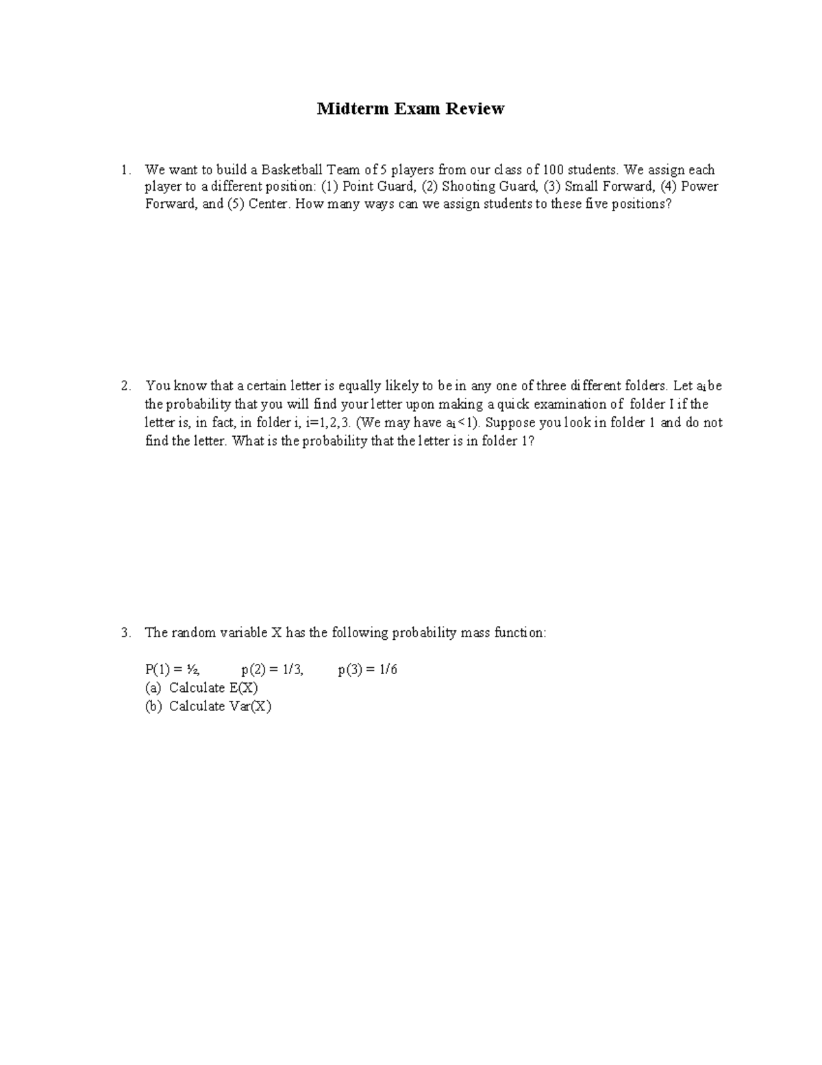 Midterm Review Solution - Midterm Exam Review We want to build a ...