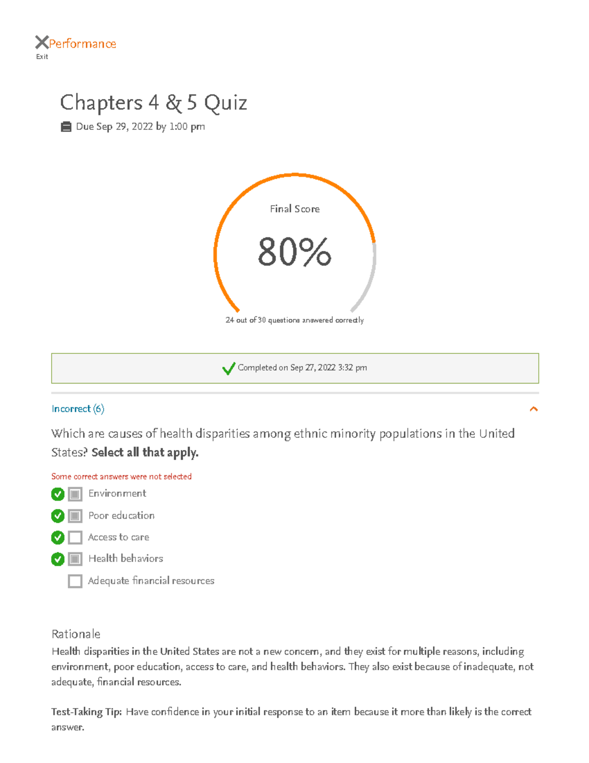 Leadership EAQ's ch4-5 - Exit Performance Chapters 4 & 5 Quiz Due Sep ...