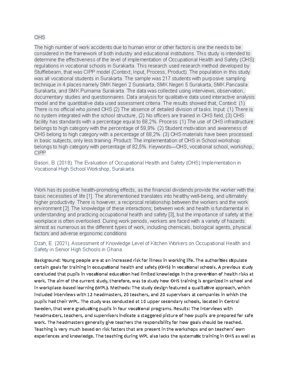 OHS - Research policy to guide operations of the department. This ...