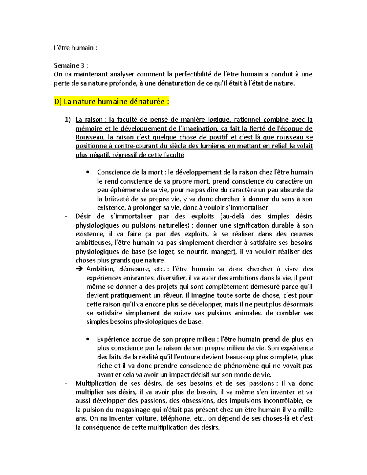 Lêtre Humain L être Humain L être Humain Semaine 3 On Va