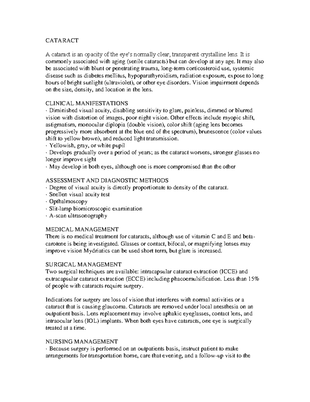 Cataract a Cataract is an Opacity of the Eye s - CATARACT A cataract is ...