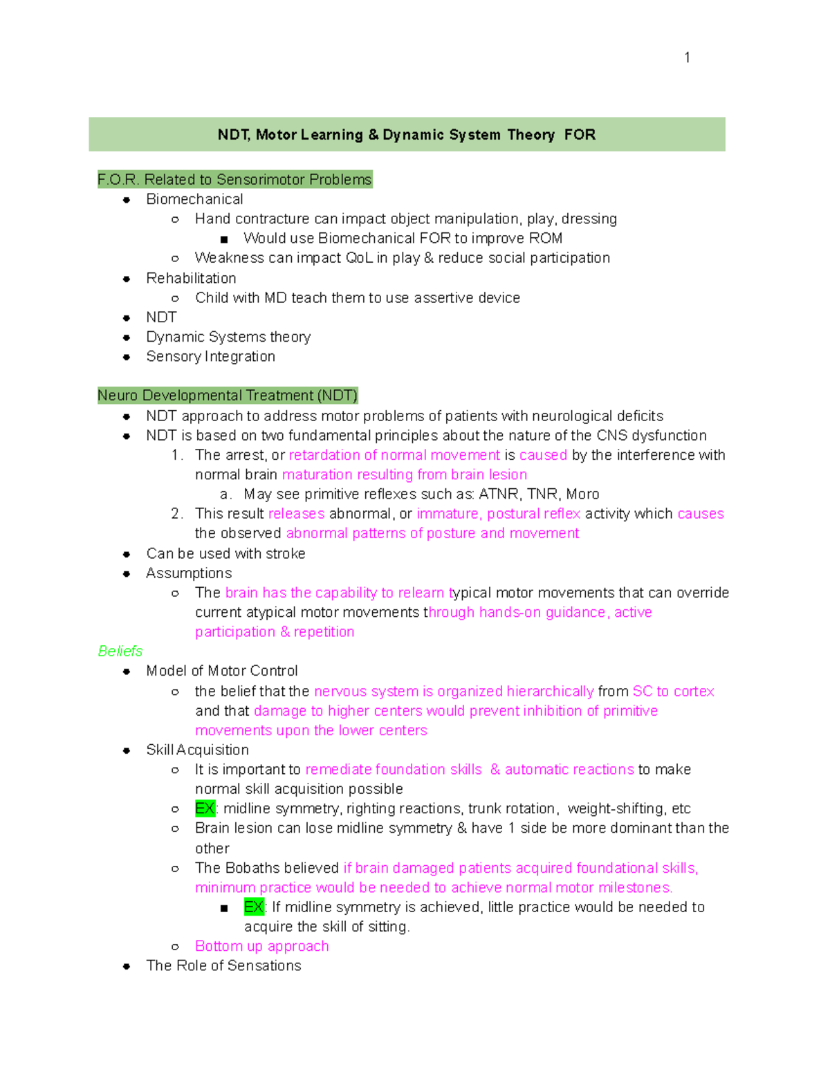 Motor Leanring Theories in Pediatric OT - NDT, Motor Learning & Dynamic ...