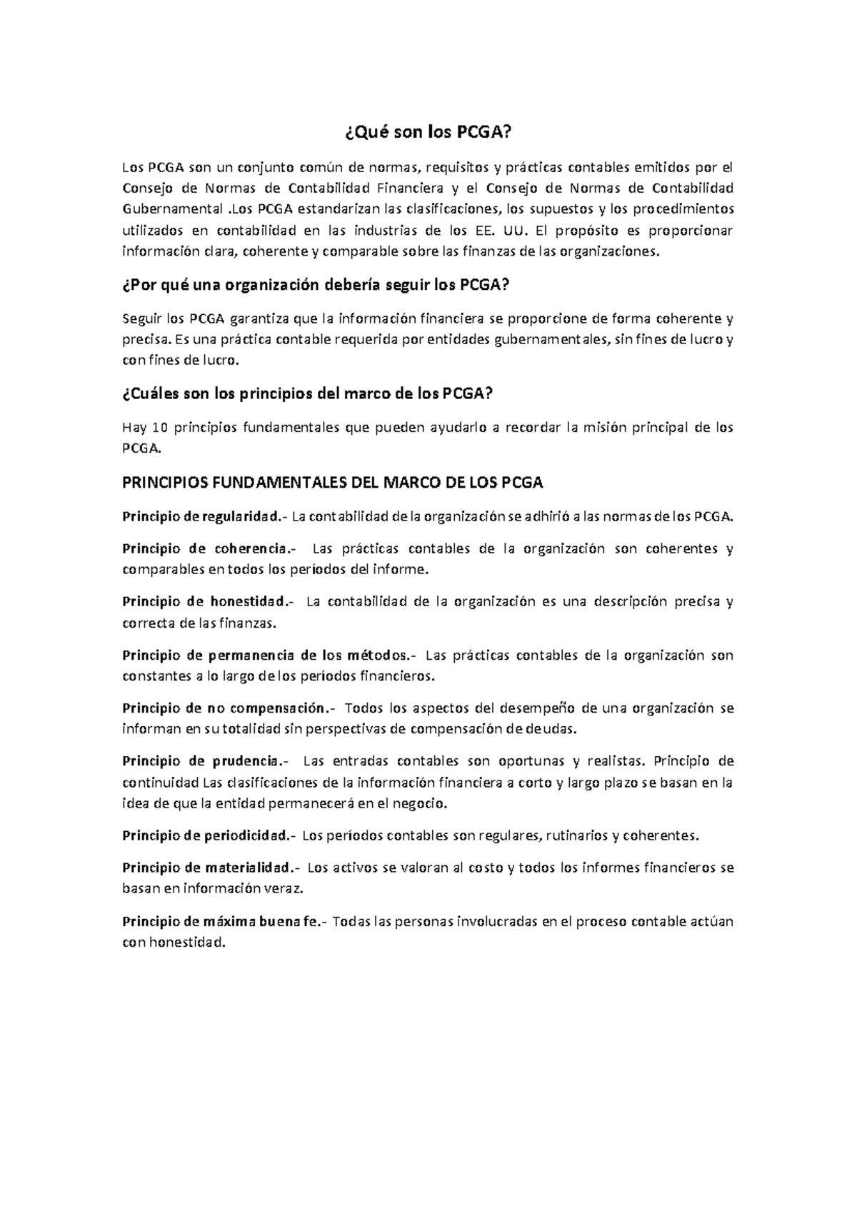 Qué son los PCGA - AYUDA - ¿Qué son los PCGA? Los PCGA son un conjunto ...