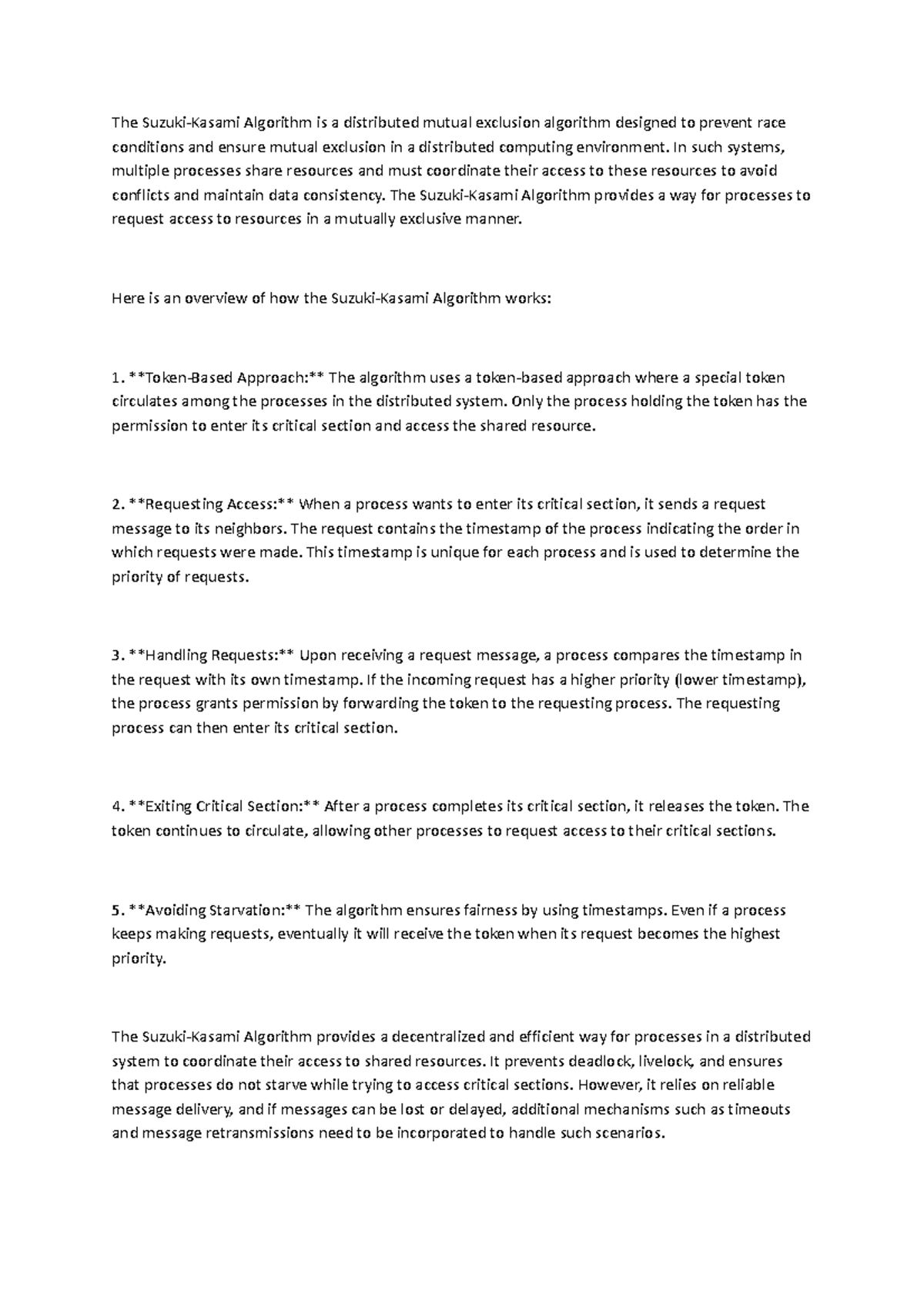 U3 - computed systems - The Suzuki-Kasami Algorithm is a distributed ...