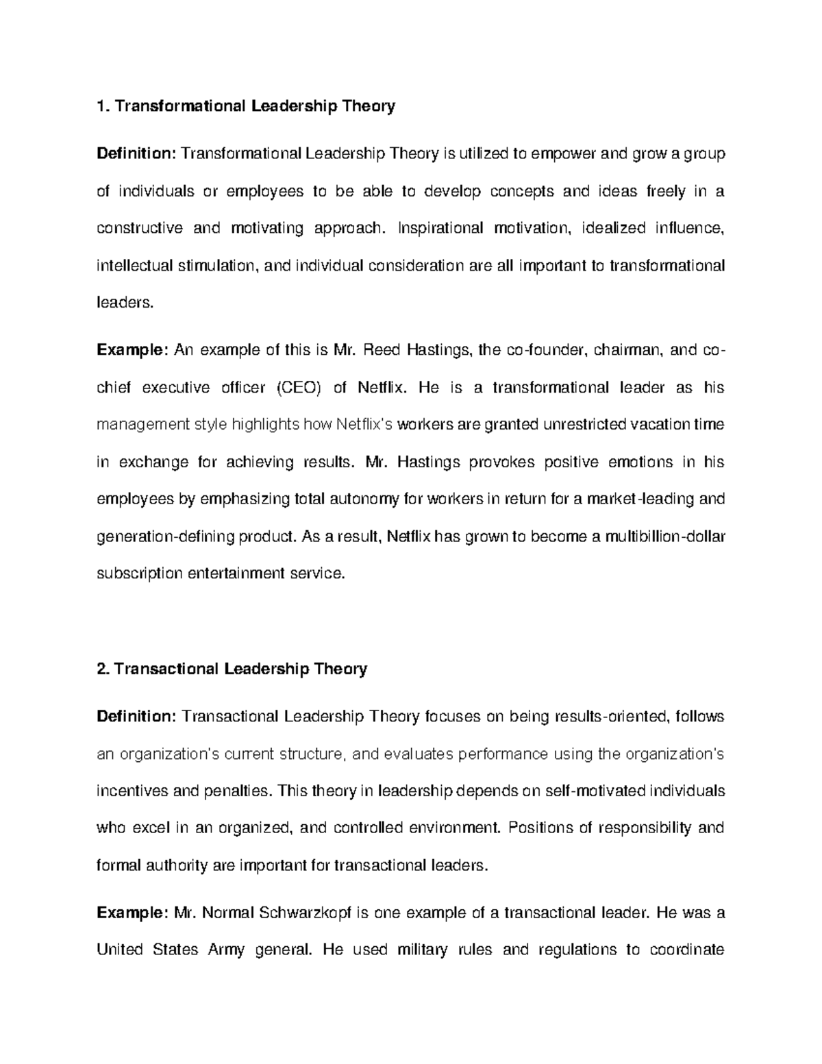 Communication PLAN Theories - 1. Transformational Leadership Theory ...