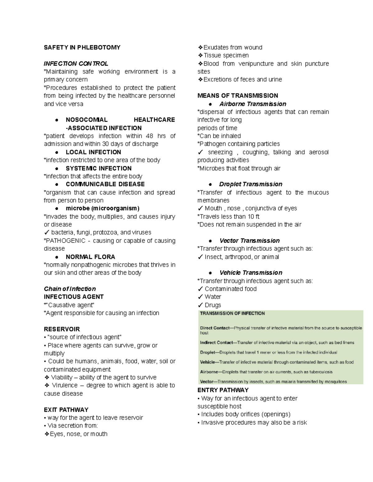 Safety-IN- Phlebotomy - SAFETY IN PHLEBOTOMY INFECTION CONTROL ...