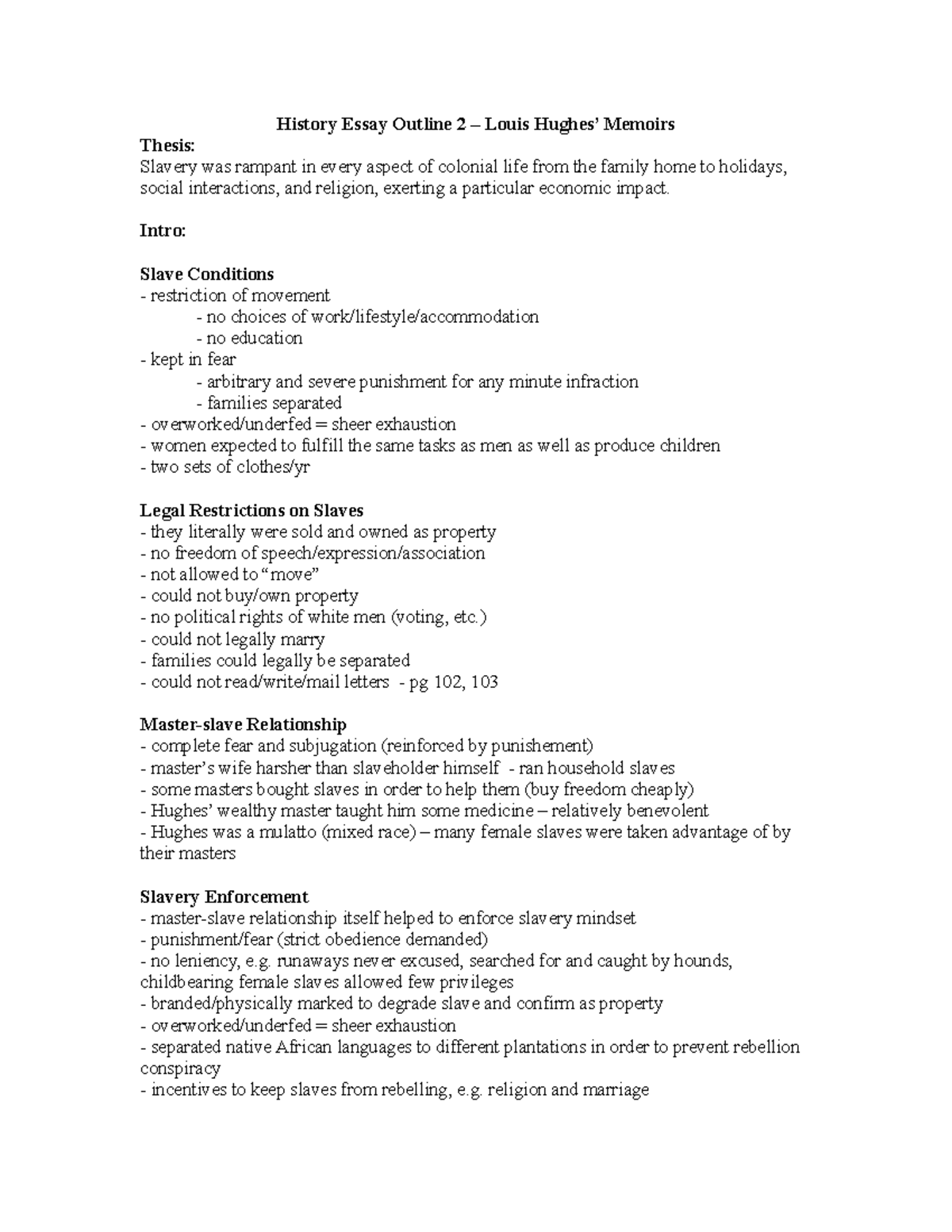 Essay Outline 2 - Grade: A - History Essay Outline 2 – Louis Hughes ...