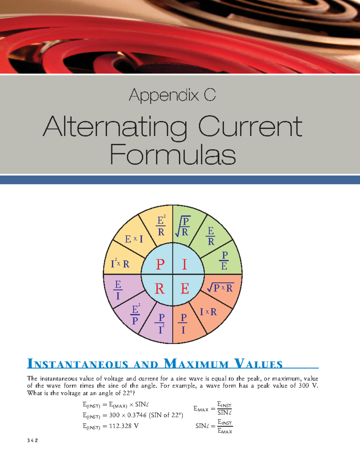 Formulas - Appendix C Alternating Current Formulas INSTANTANEOUS AND MAXIMUM VALUES The - Studocu