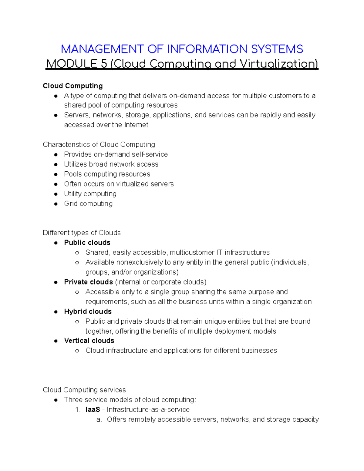 Mgt Info Sys Mod 5 Lecture Notes Module 5 Management Of Information