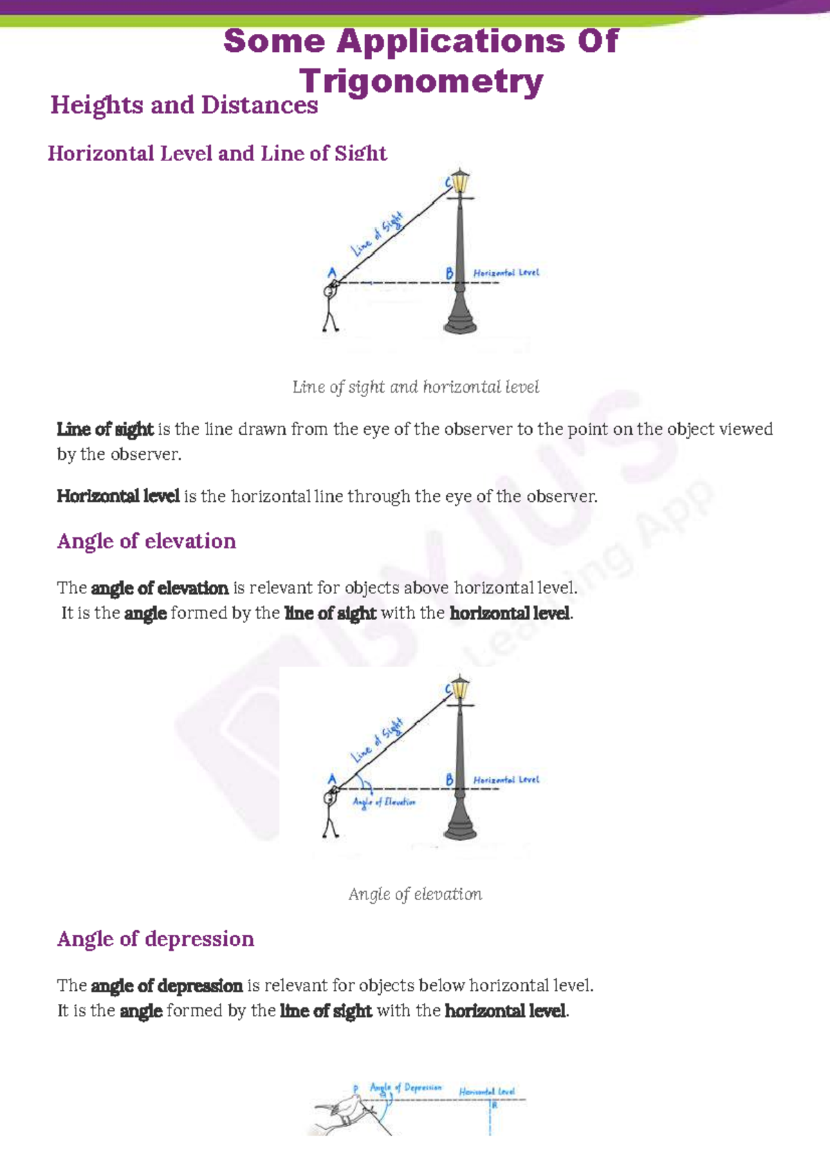 Some application of trigonometry for class 10 - Heights and Distances ...