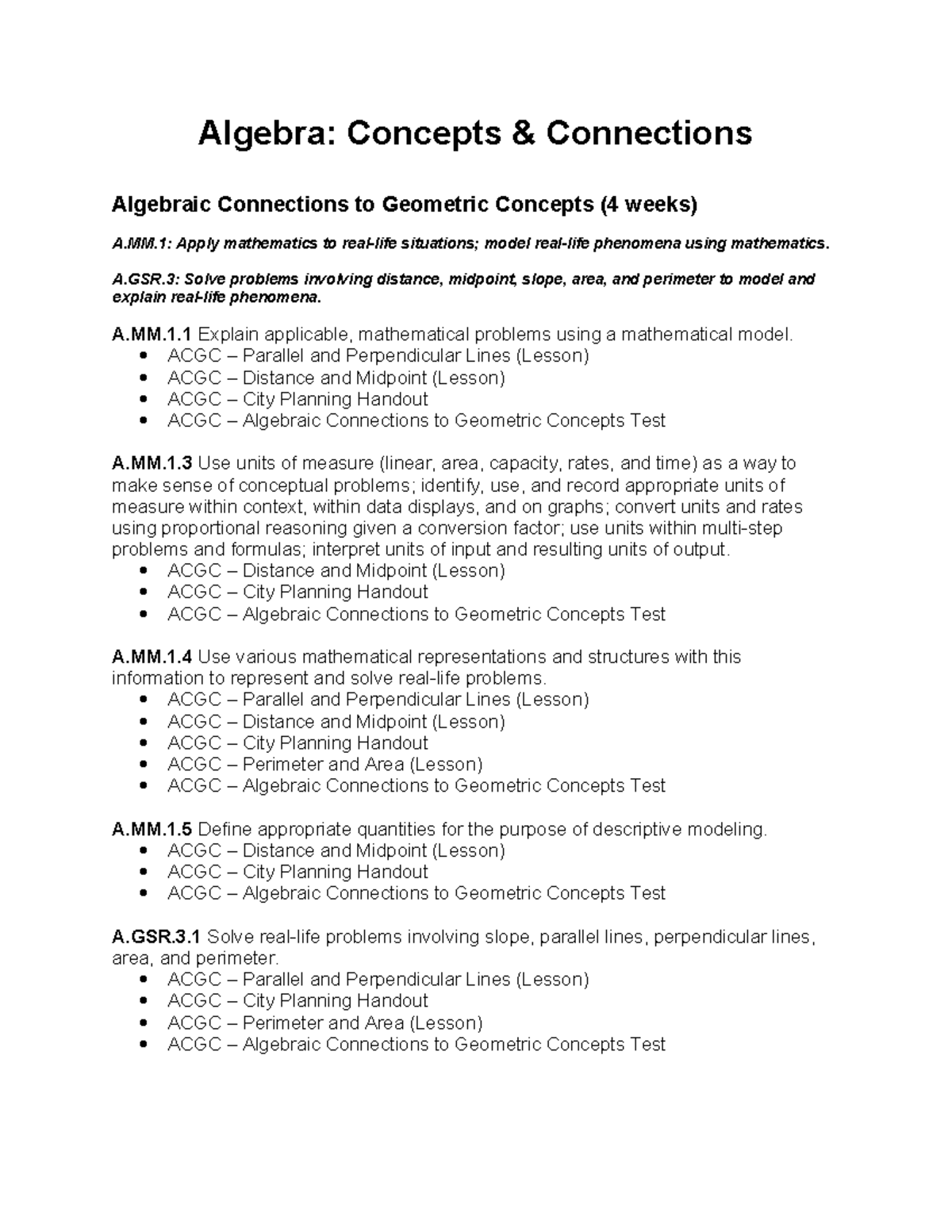 8 0Module Standards Alignment - Algebra: Concepts & Connections ...