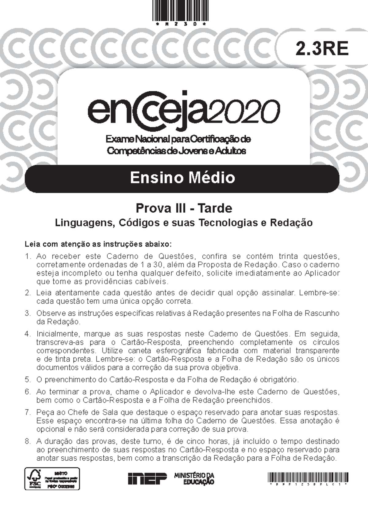 2020 PV EM linguagens - hjjkk - Ciências Naturais - ENCCEJA 2020 1 ...