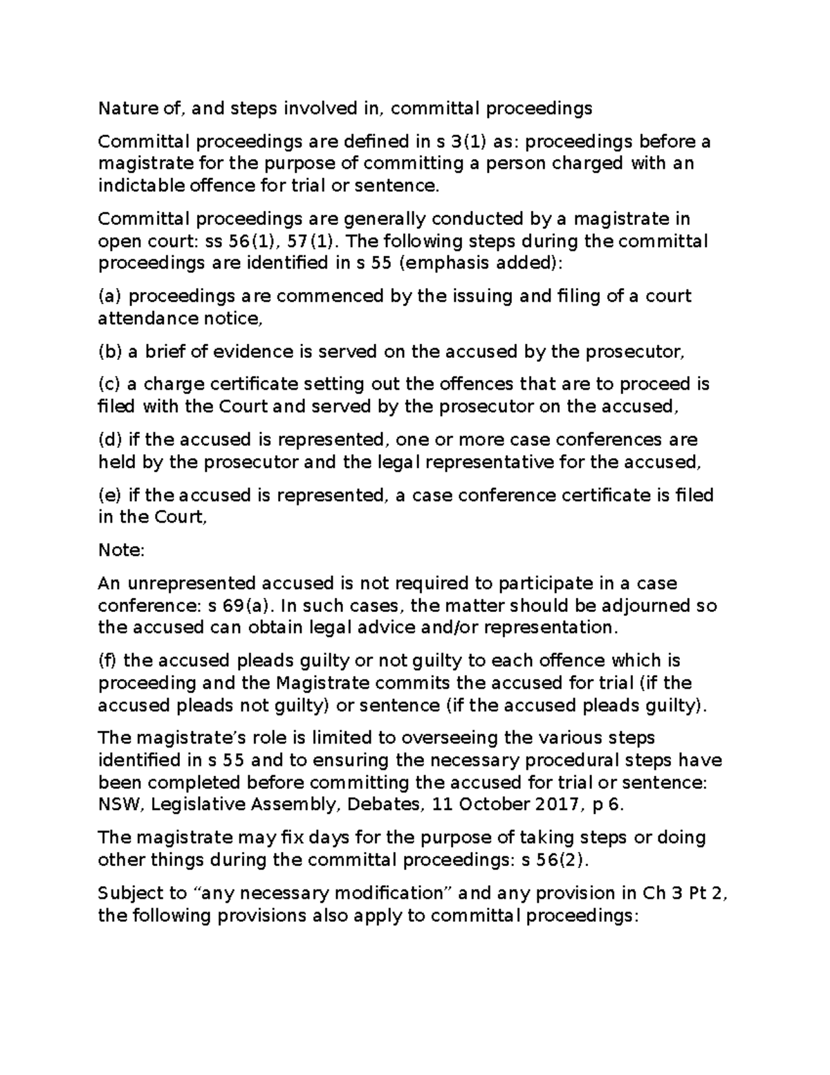 Committal proceedings - Nature of, and steps involved in, committal ...